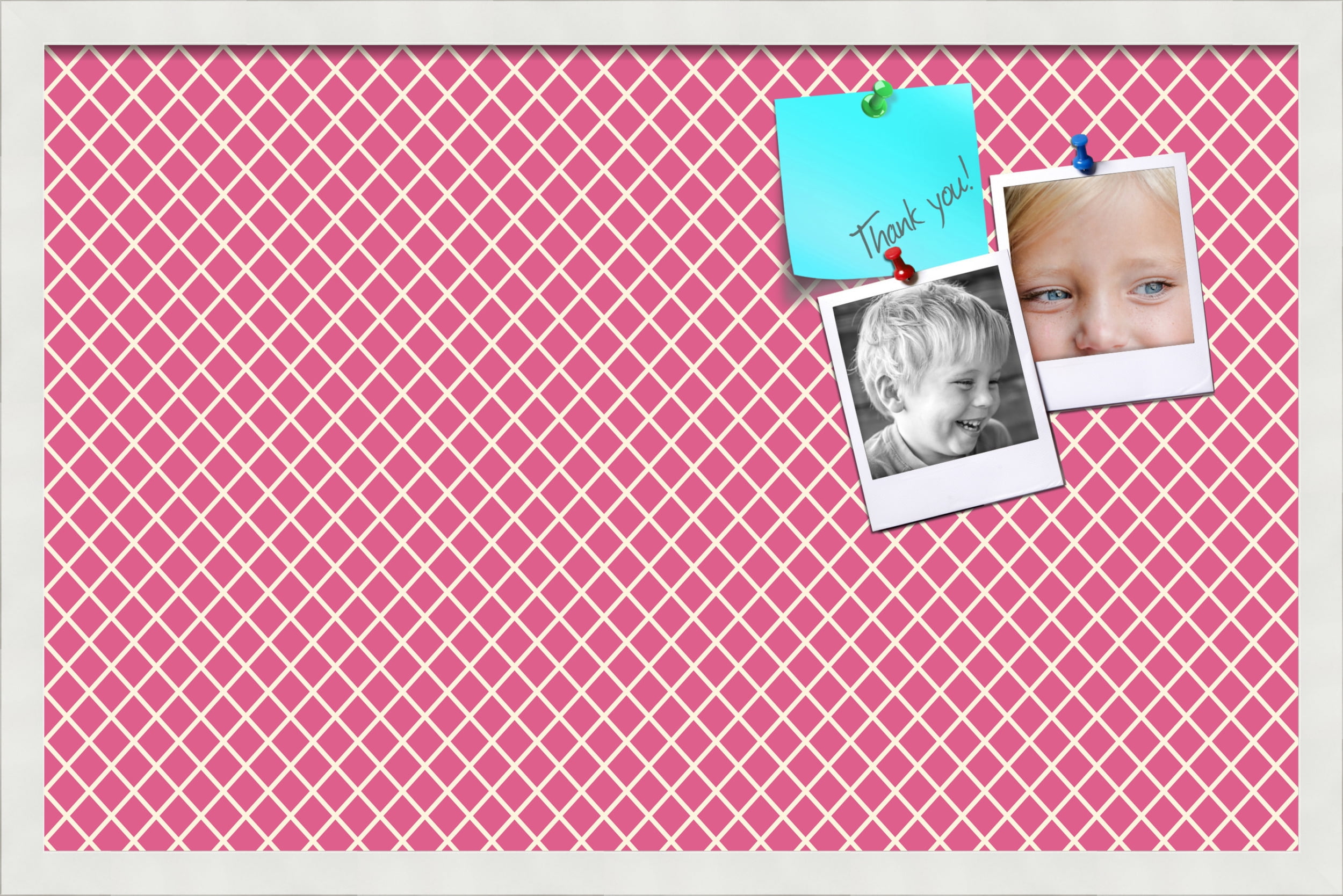 PinPix 28x18 Custom Cork Bulletin Board Hot Pink Diamond Poster Board ...