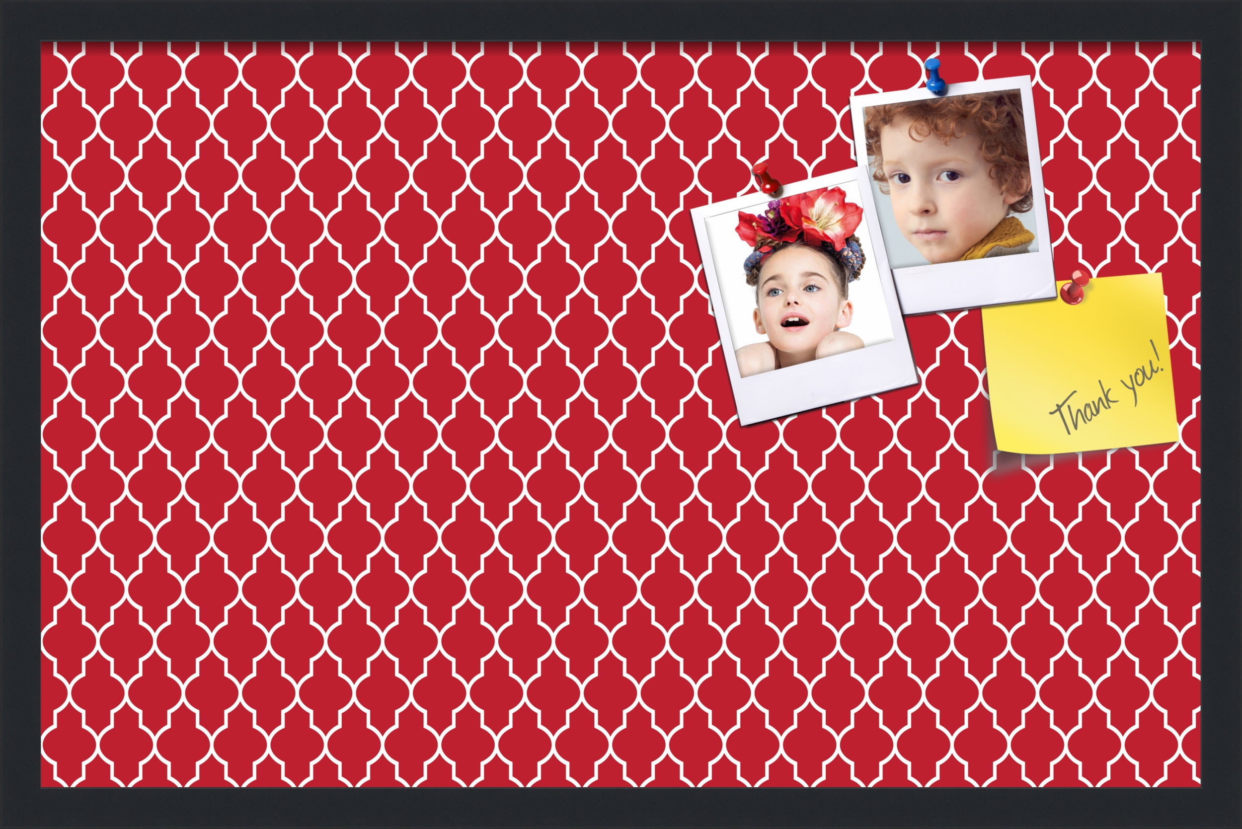 PinPix 28x18 Custom Cork Bulletin Board Quarterfoil Red Poster Board ...