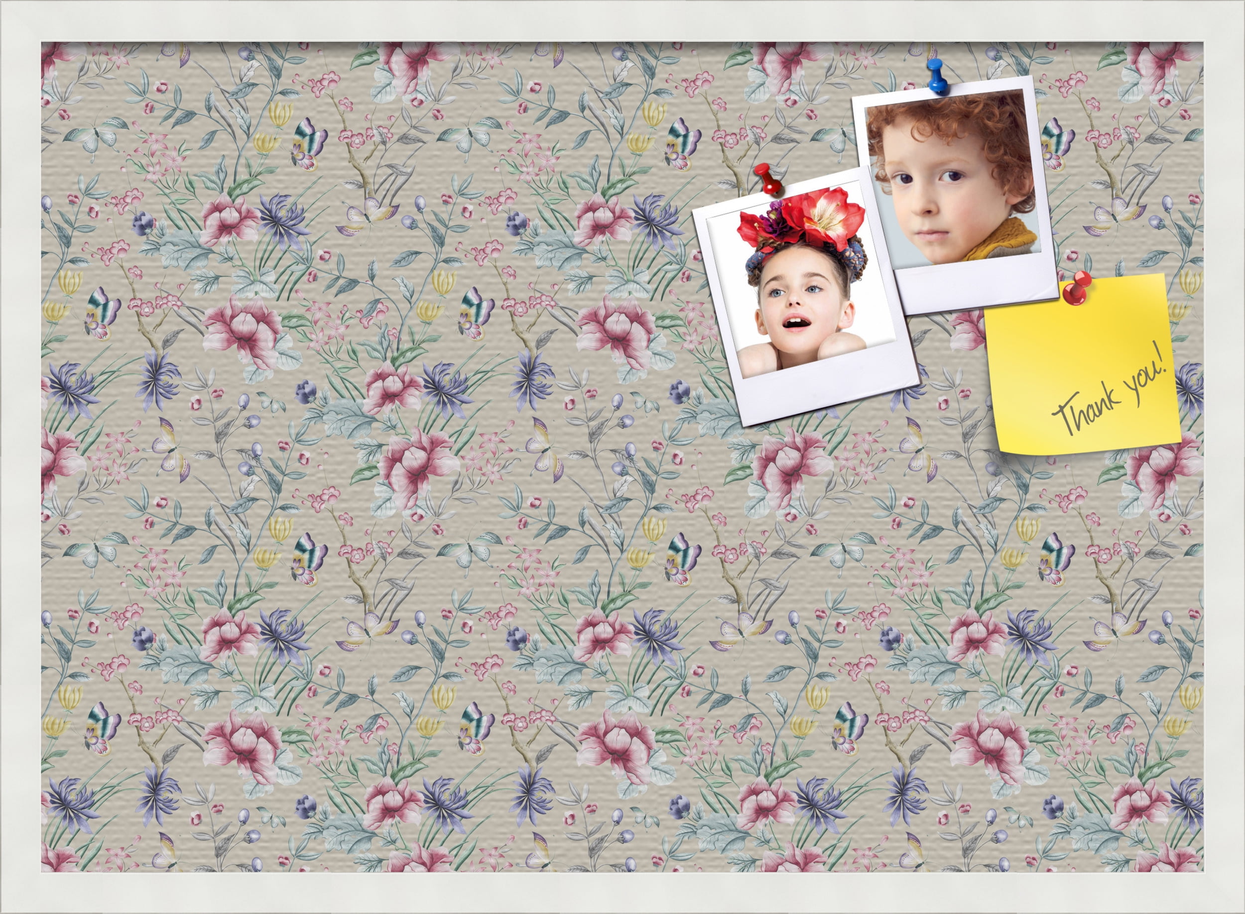 PinPix 28x20 Custom Cork Bulletin Board Vintage Japanese Floral Beige ...