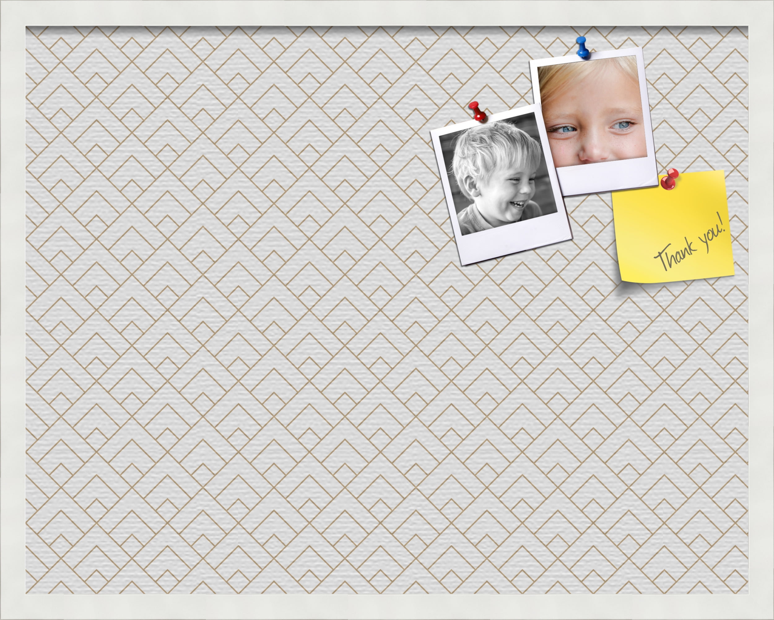 PinPix 28x22 Custom Cork Bulletin Board Peaks Modern Pattern White ...