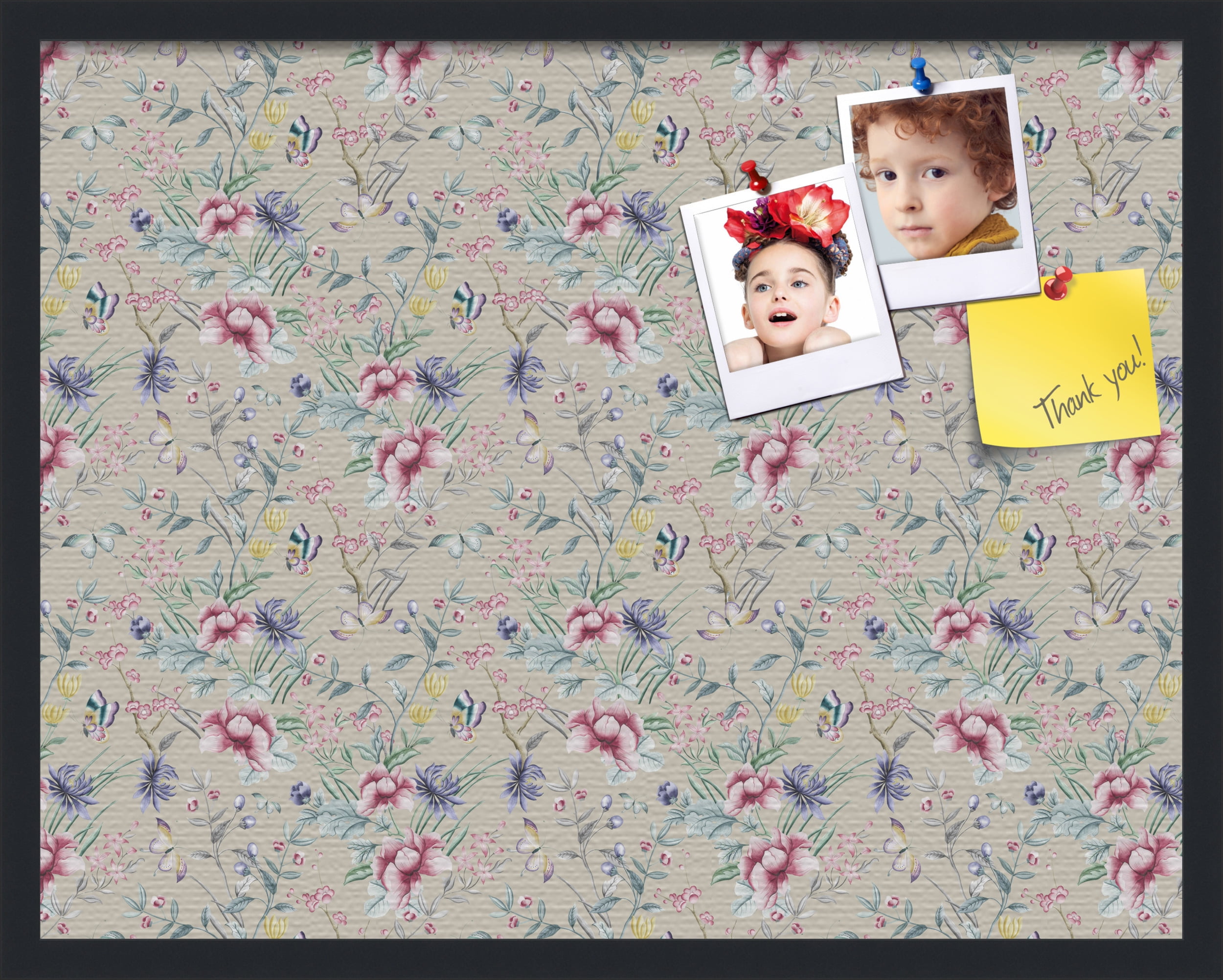 PinPix 28x22 Custom Cork Bulletin Board Vintage Japanese Floral Beige ...