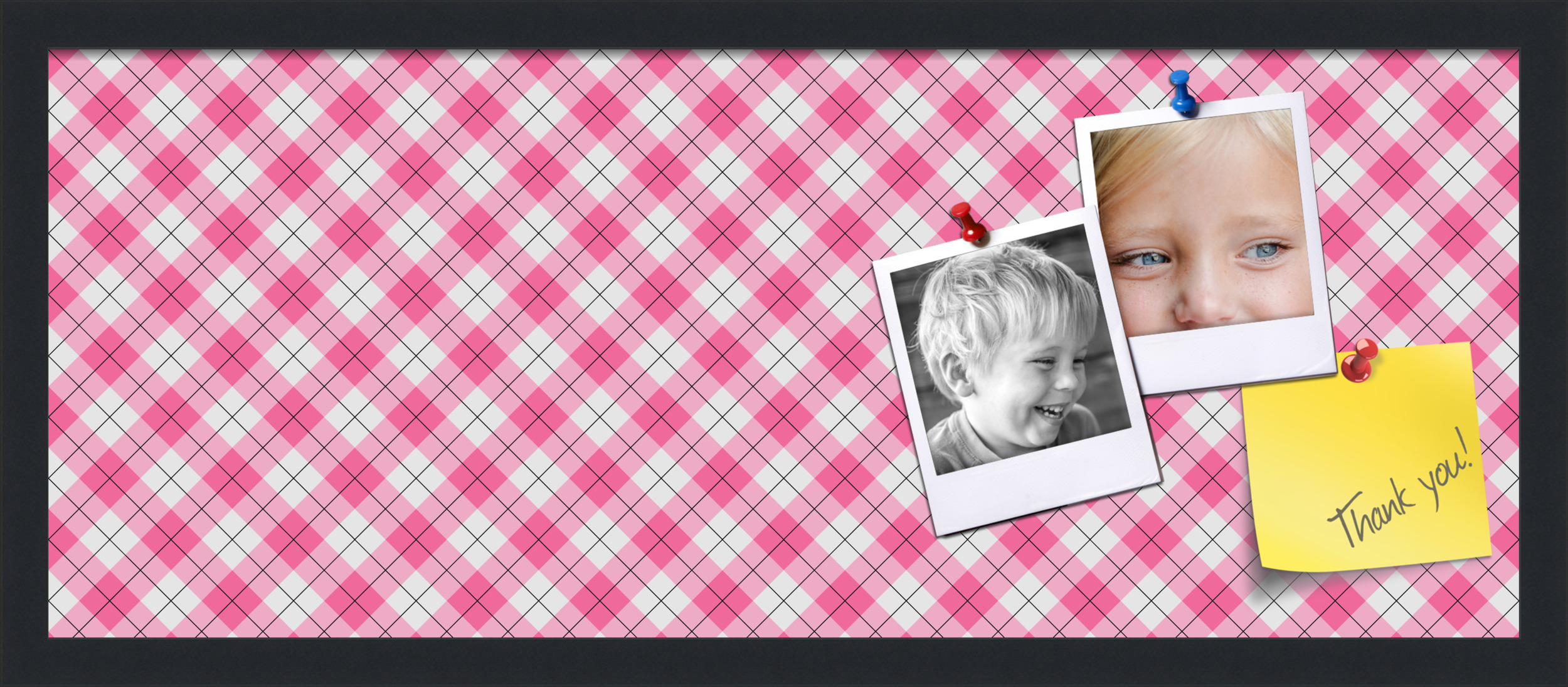 PinPix 30x12 Custom Cork Bulletin Board Argyle Pink Poster Board Has a ...