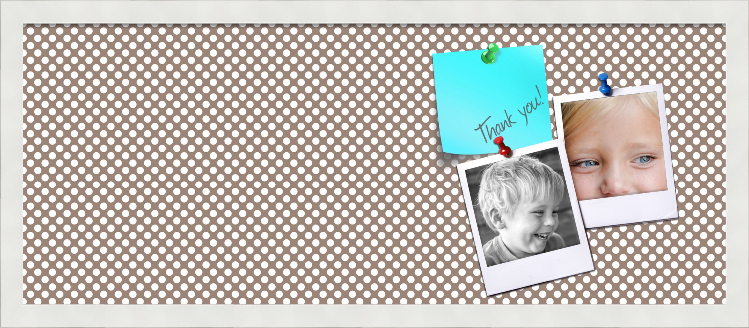 PinPix 30x12 Custom Cork Bulletin Board Brown Polka Dot Poster Board ...