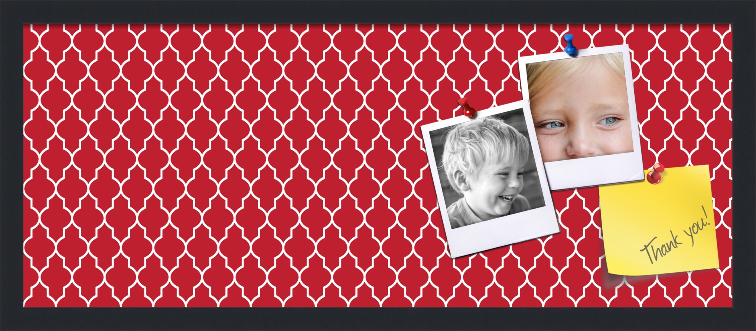 PinPix 30x12 Custom Cork Bulletin Board Quarterfoil Red Poster Board ...