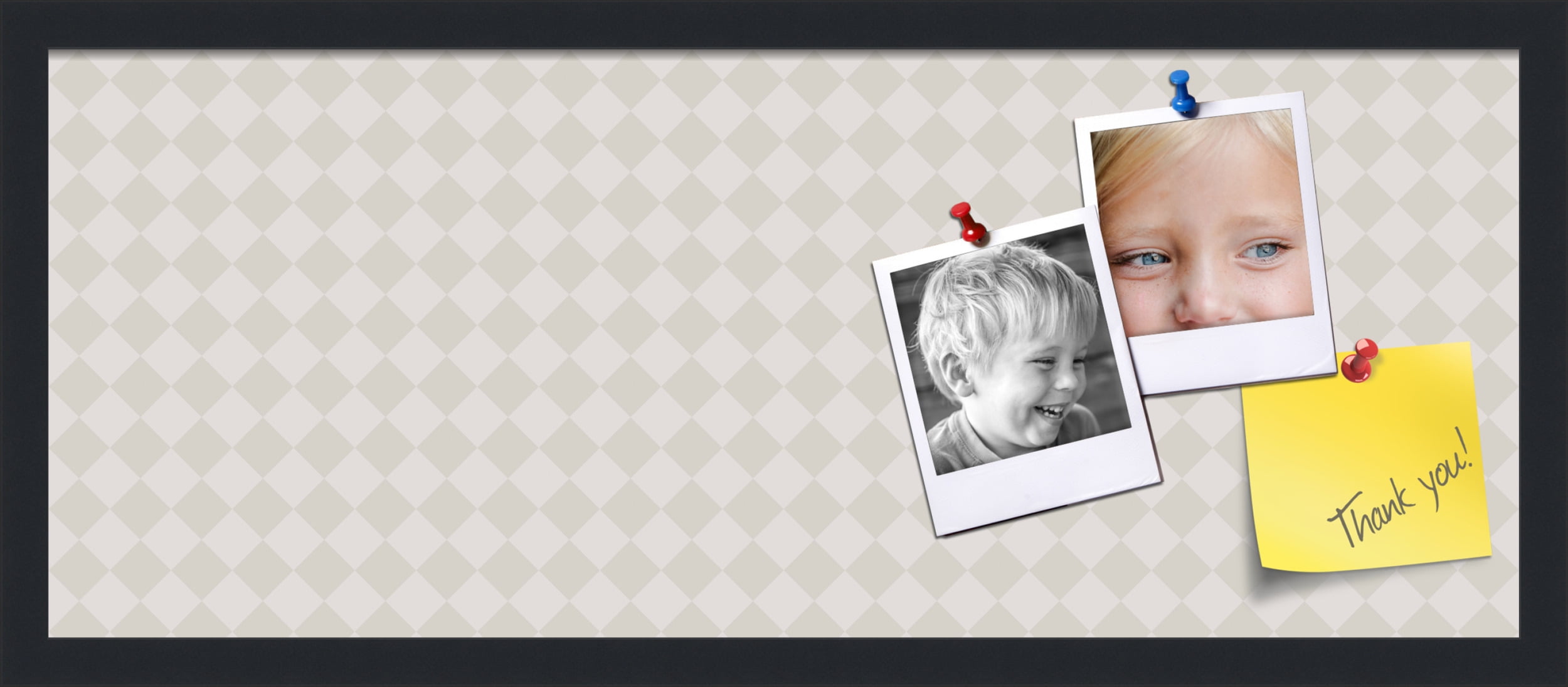 PinPix 30x12 Custom Cork Bulletin Board Shaded Grey Diamond Poster ...