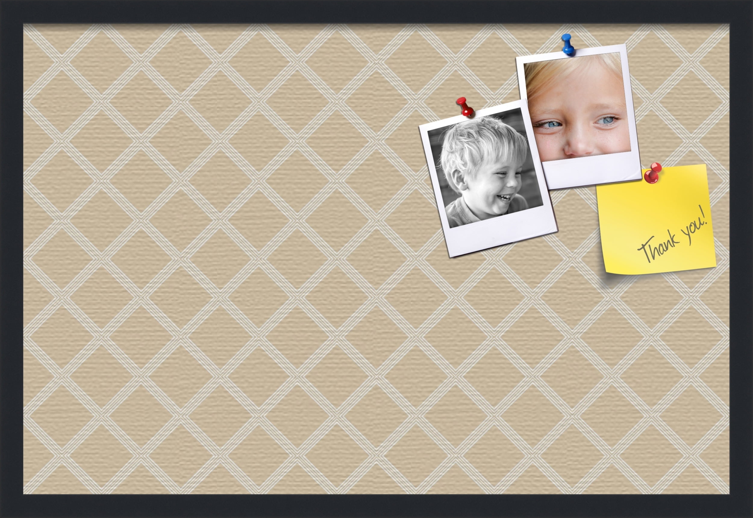 PinPix 30x20 Custom Cork Bulletin Board Diamond Modern Pattern Beige ...