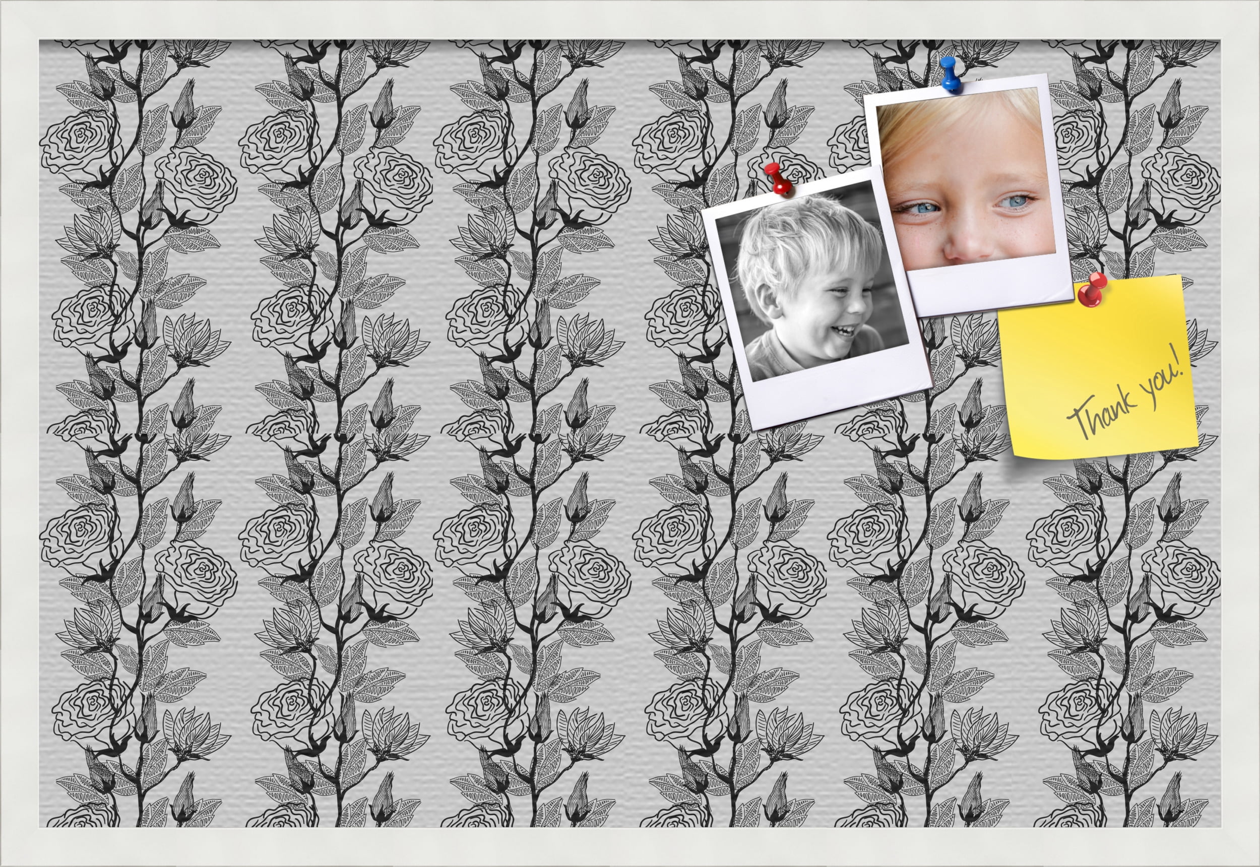 PinPix 30x20 Custom Cork Bulletin Board Floral Design Continuous Roses ...