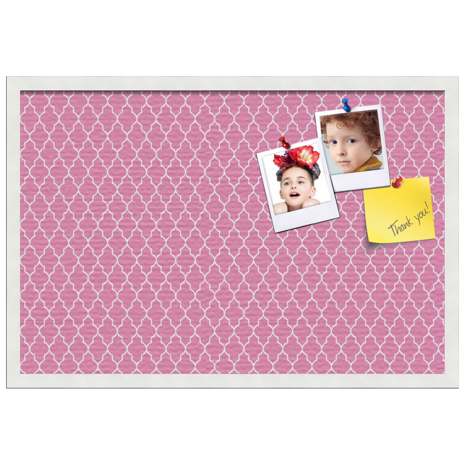 PinPix 30x20 Custom Cork Bulletin Board Quatrefoil Pink Poster Board ...