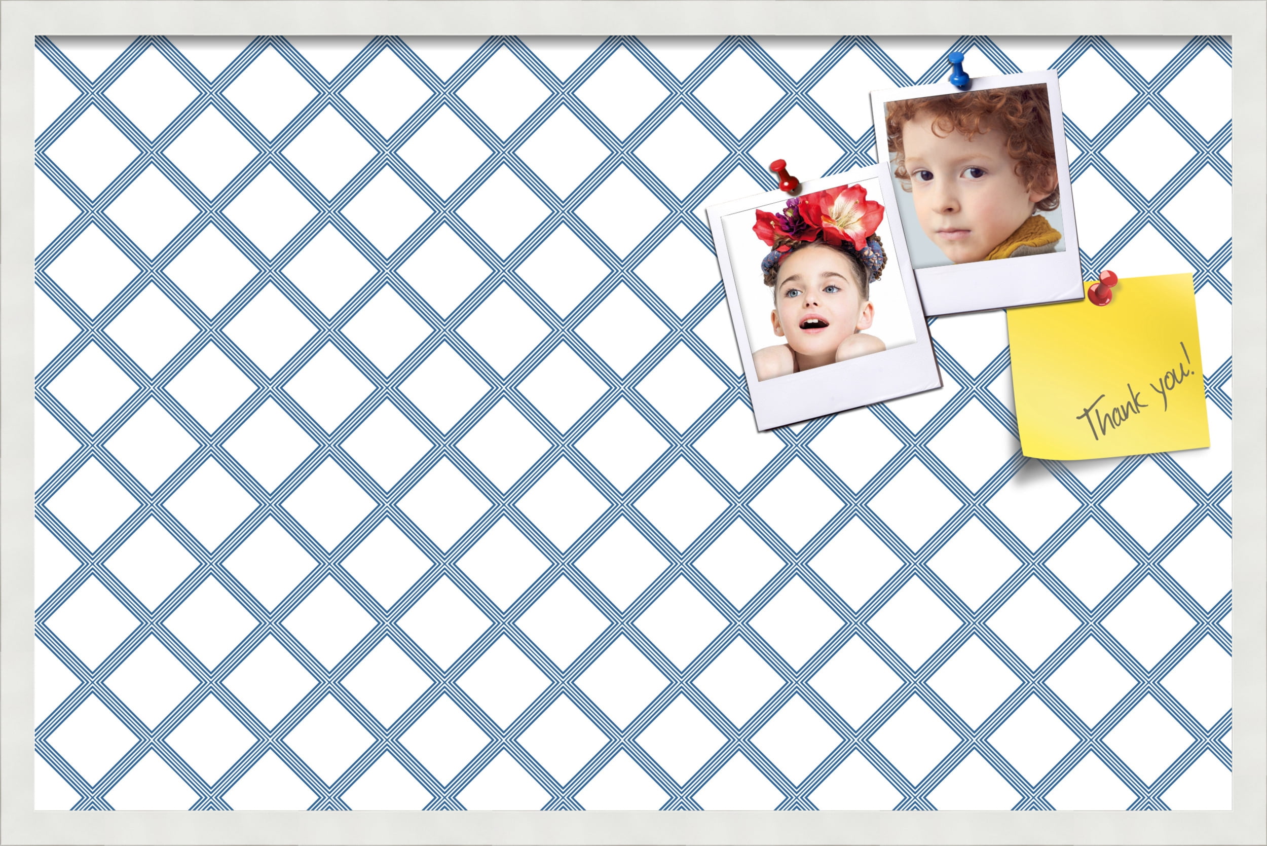 PinPix 34x22 Custom Cork Bulletin Board Diamond Modern Pattern Navy ...