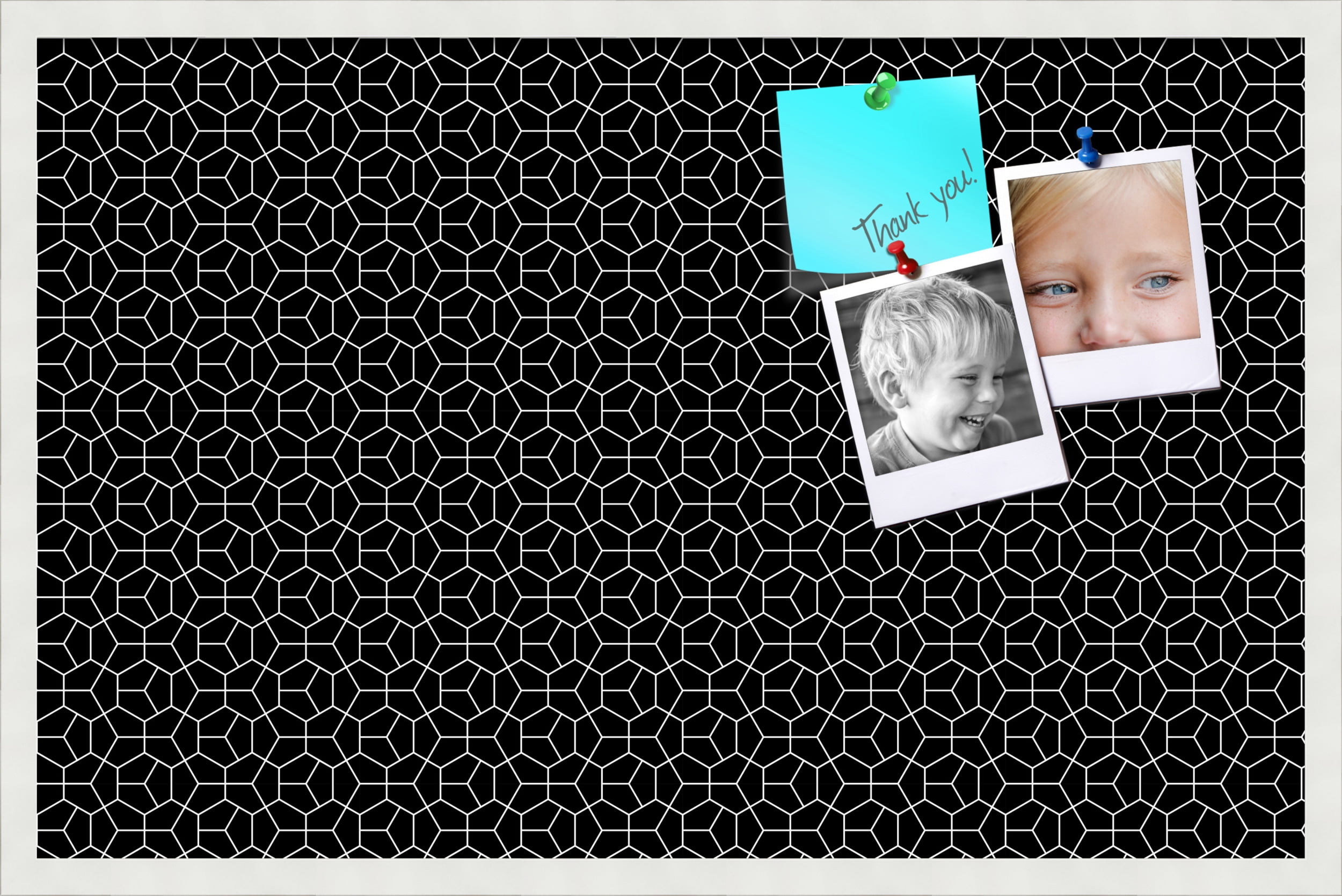 PinPix 34x22 Custom Cork Bulletin Board Modeco Hex W B Poster Board Has ...