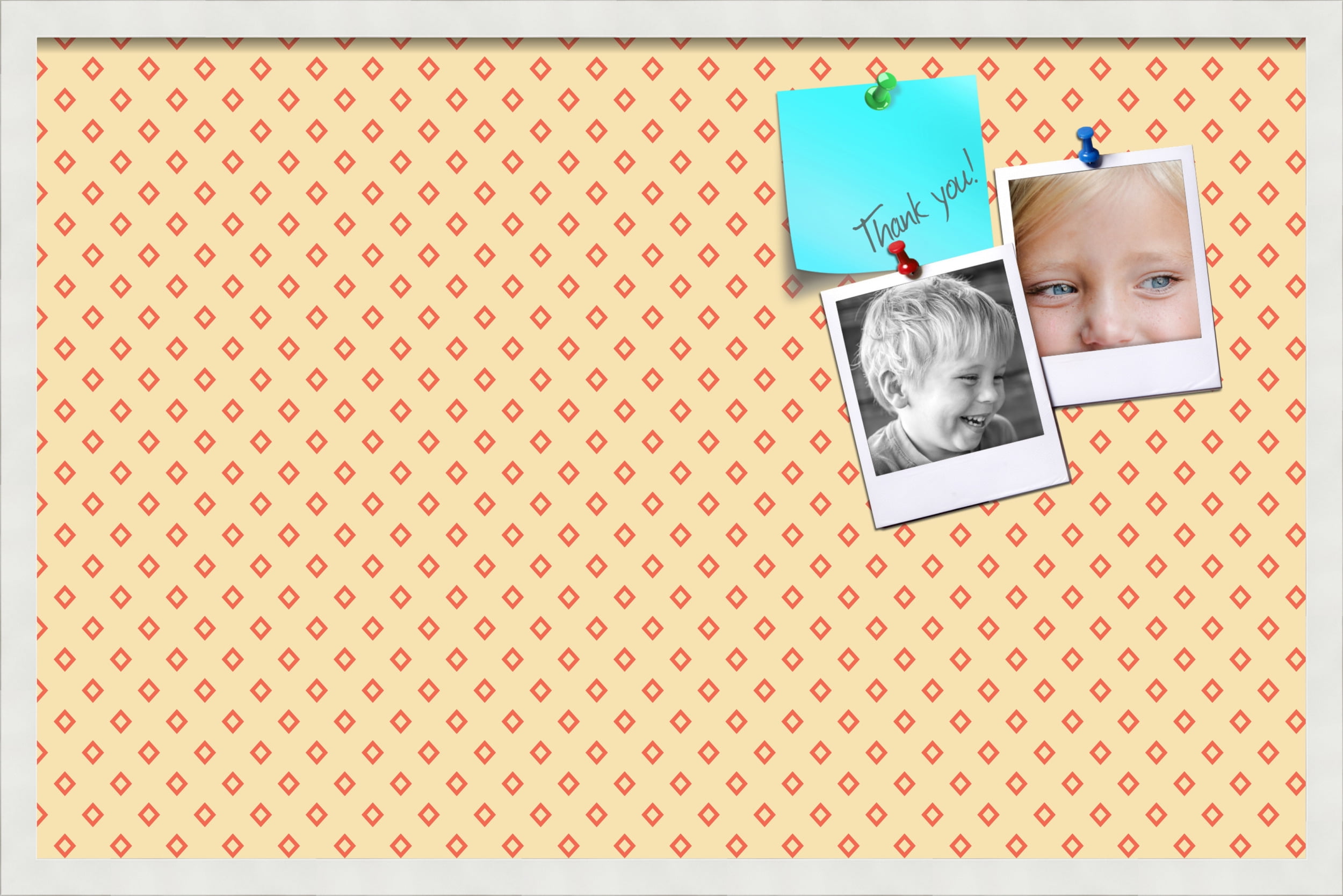 PinPix 34x22 Custom Cork Bulletin Board Red - Yellow Diamond Poster ...