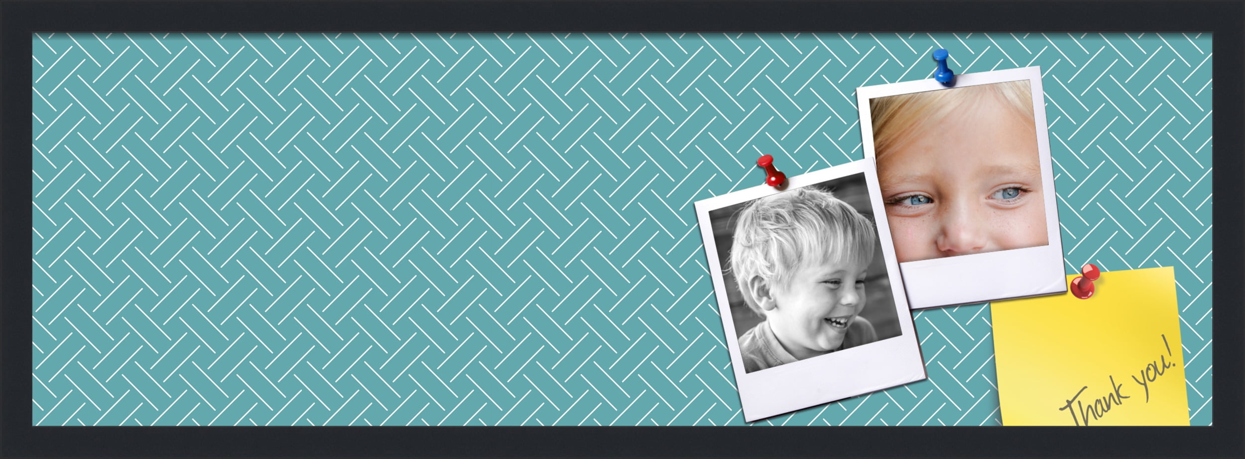 PinPix 36x12 Custom Cork Bulletin Board Lattice Aqua Poster Board Has a ...