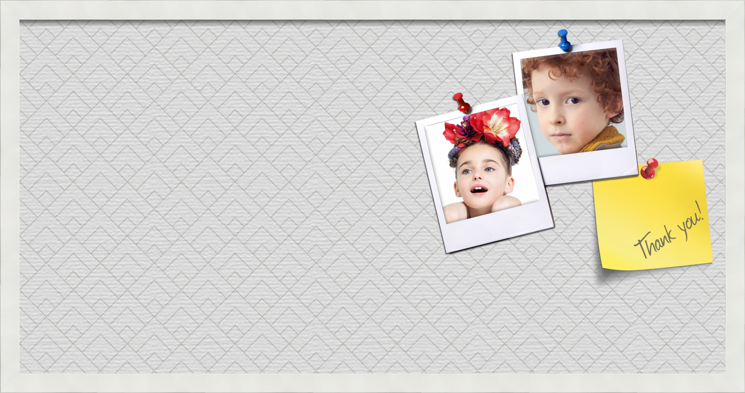 PinPix 36x18 Custom Cork Bulletin Board Peaks Modern Pattern White Grey ...