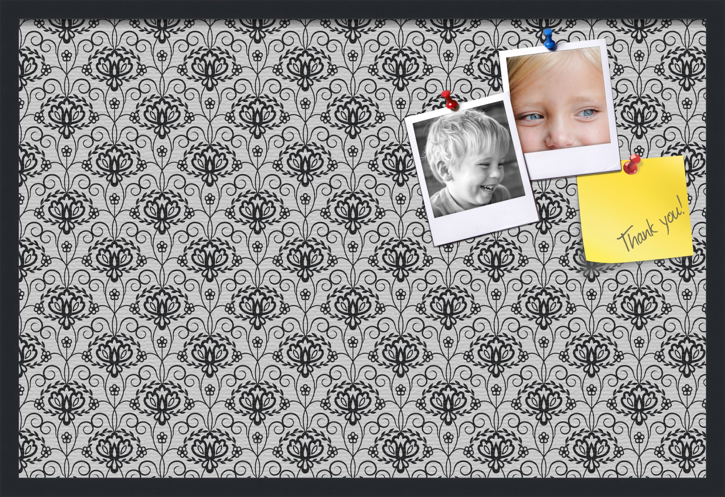 PinPix 36x24 Custom Cork Bulletin Board Grand Floral Motif Poster Board ...