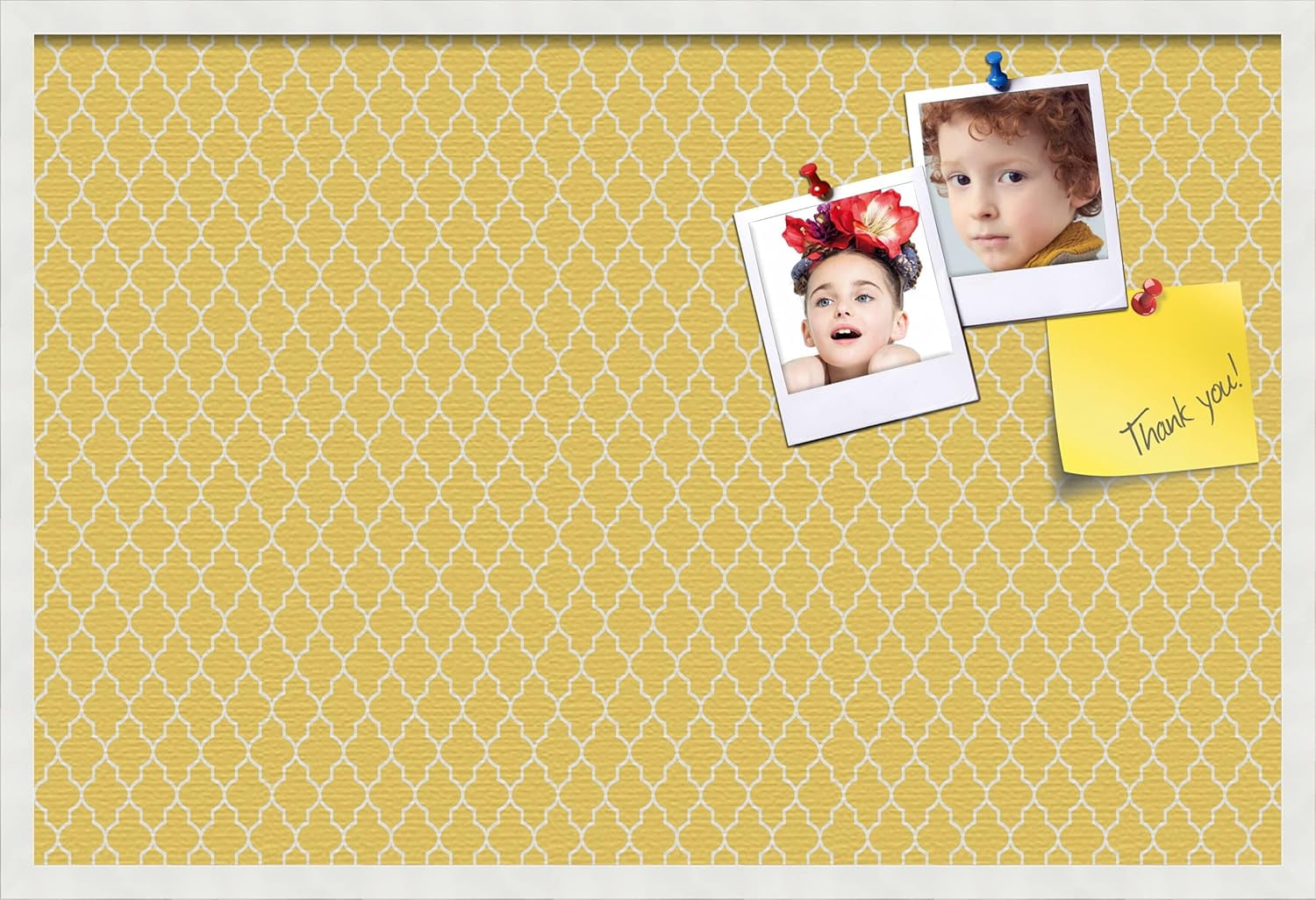 PinPix 36x24 Custom Cork Bulletin Board Quatrefoil Yellow Poster Board ...