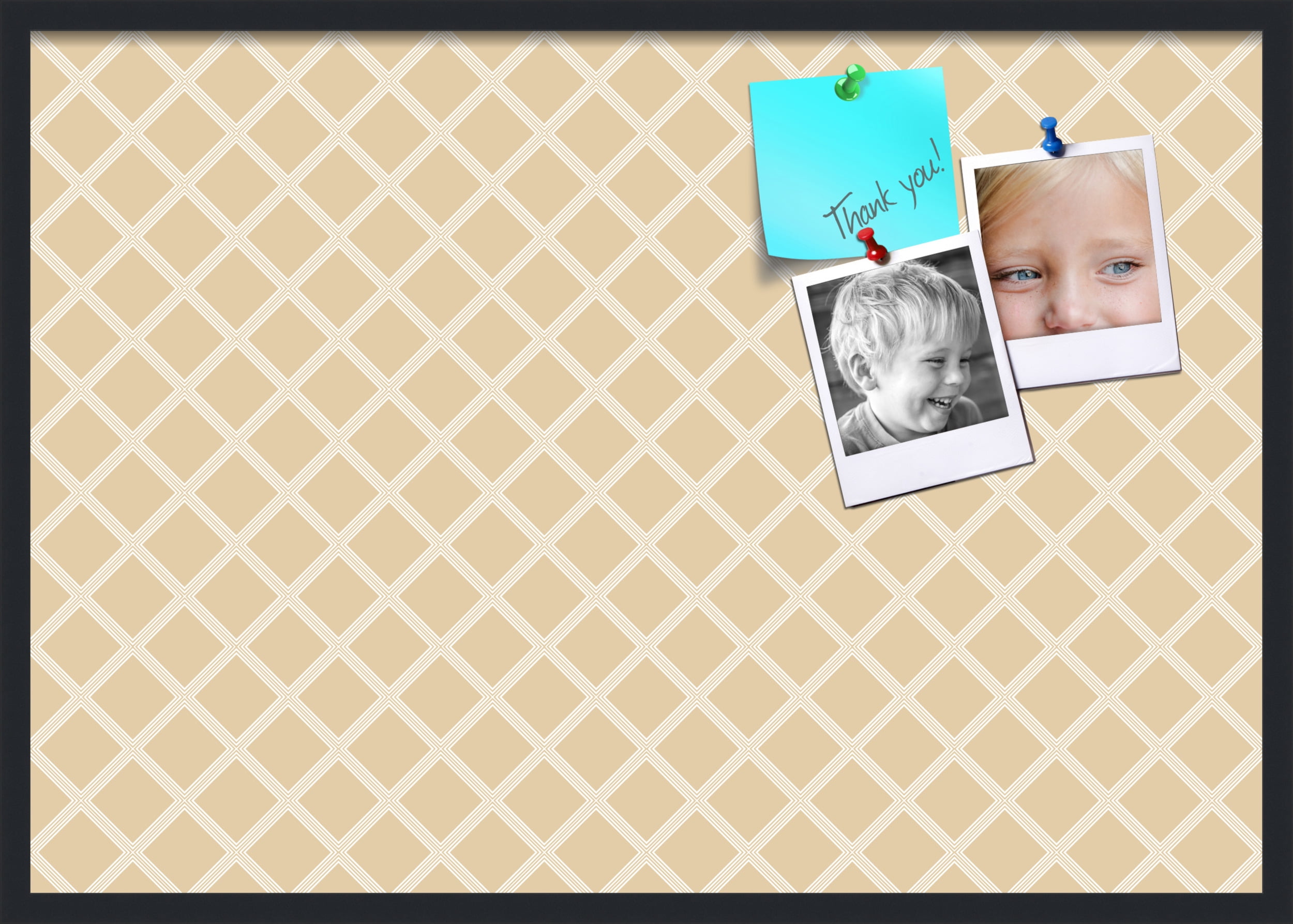 PinPix 40x28 Custom Cork Bulletin Board Diamond Modern Pattern Beige ...