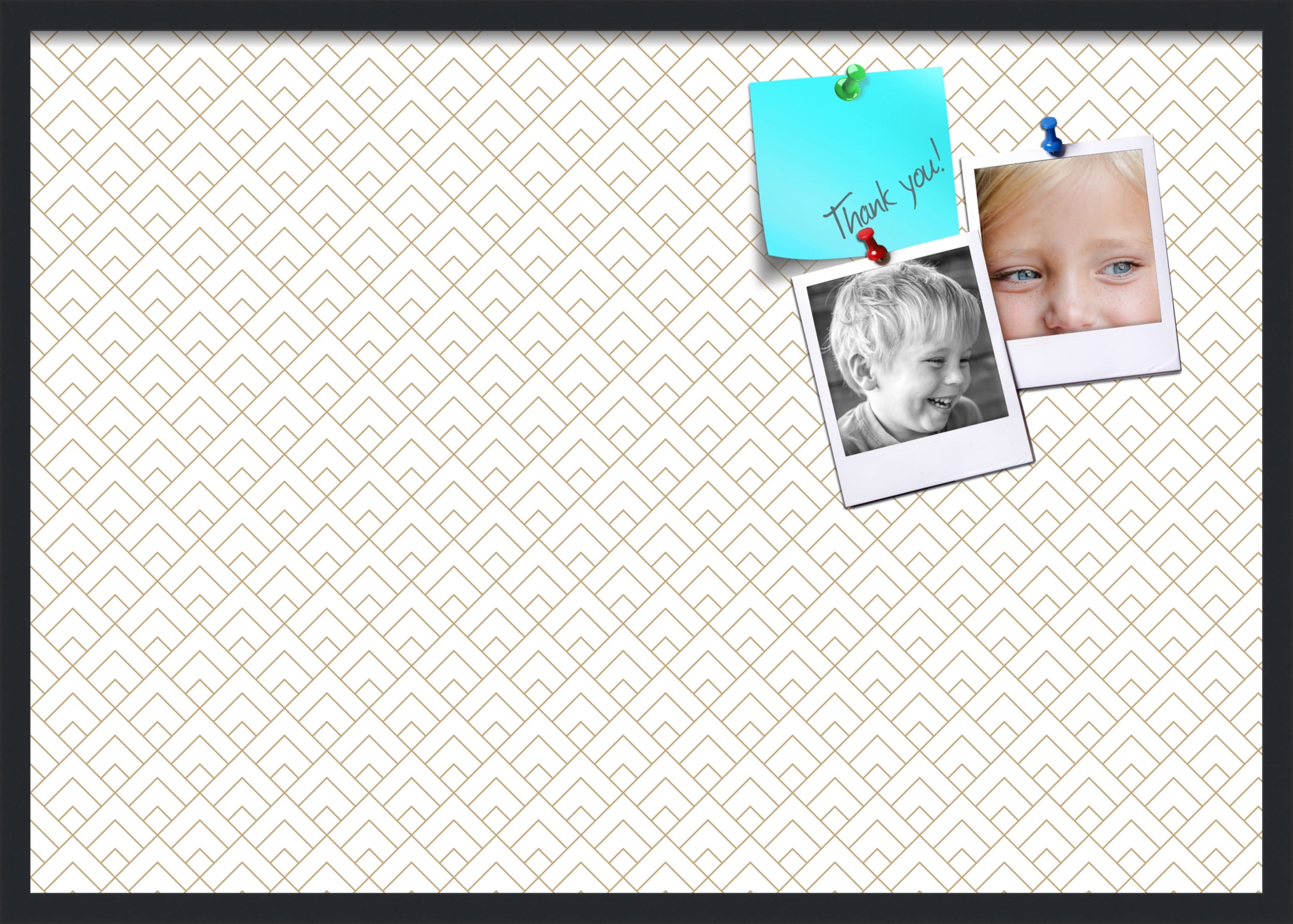PinPix 40x28 Custom Cork Bulletin Board Peaks Modern Pattern White ...