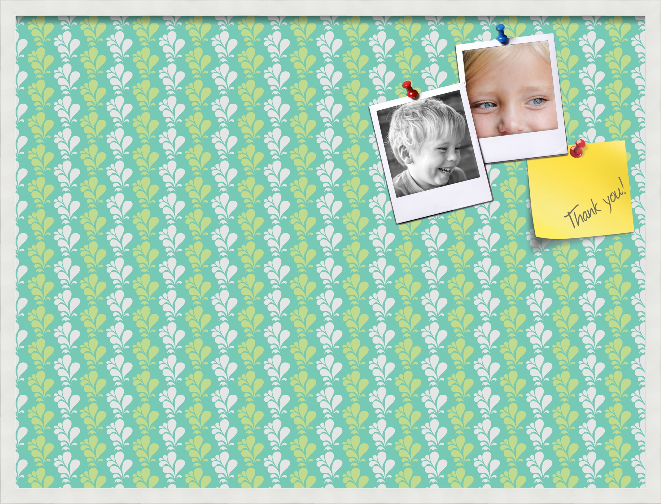 PinPix 40x30 Custom Cork Bulletin Board Floral Green Leaf Poster Board ...