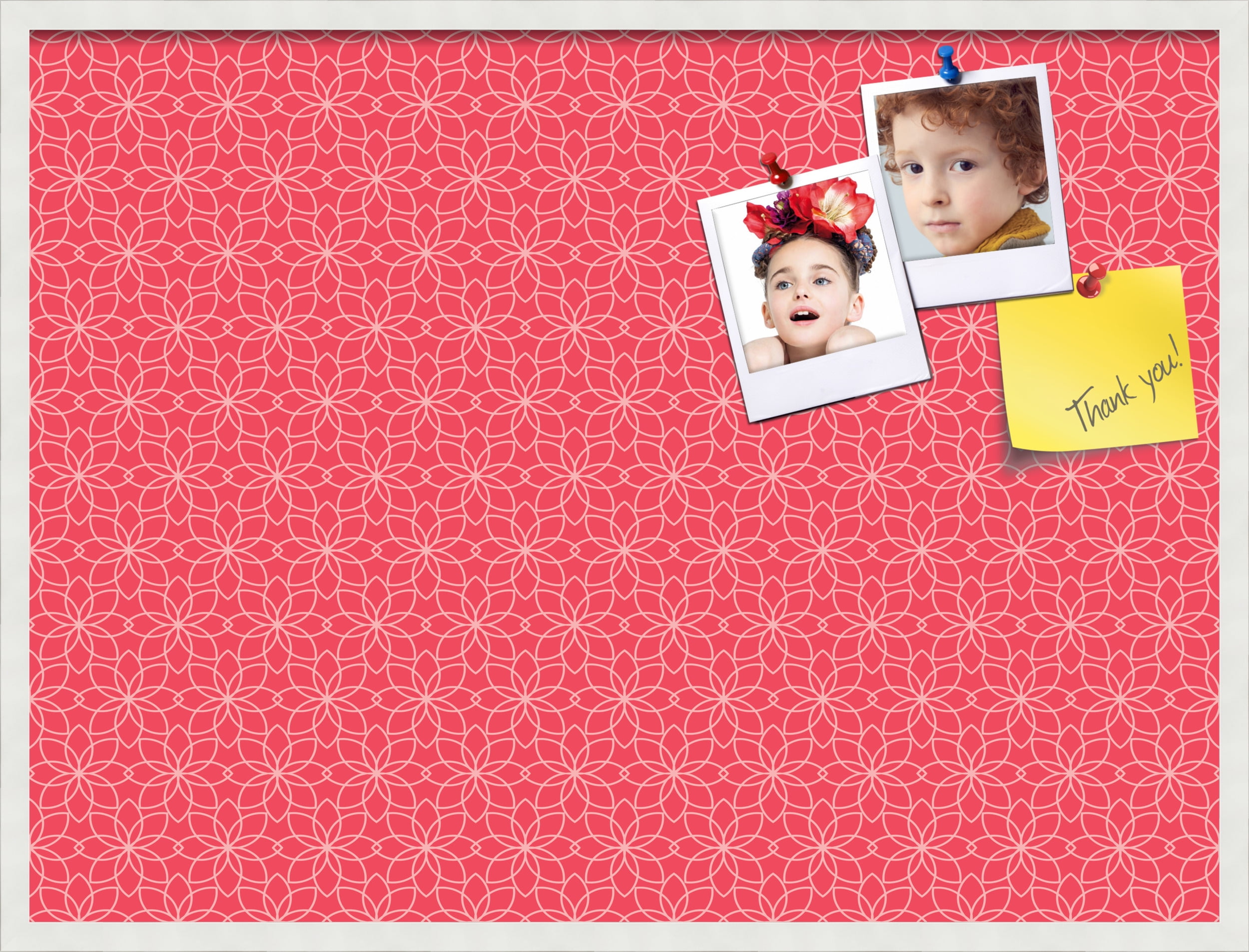 PinPix 40x30 Custom Cork Bulletin Board Floral Pink Poster Board Has a ...