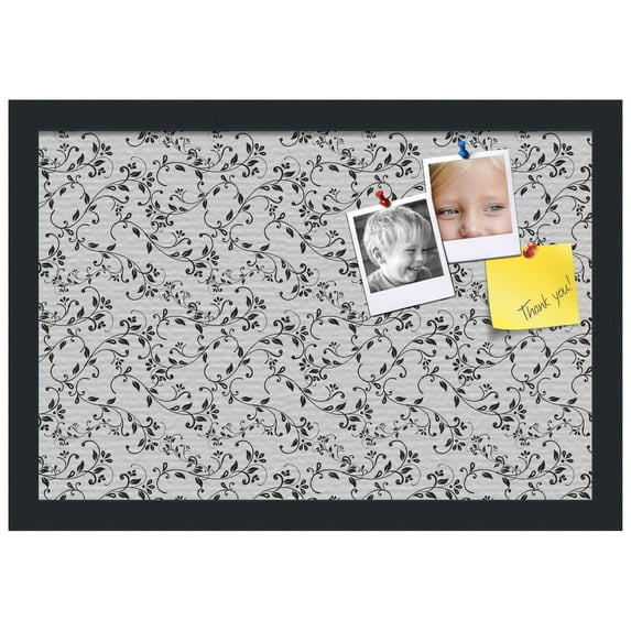 PinPix ArtToFrames 10x16 Custom Cork Bulletin Board Black Flower - Leaf ...