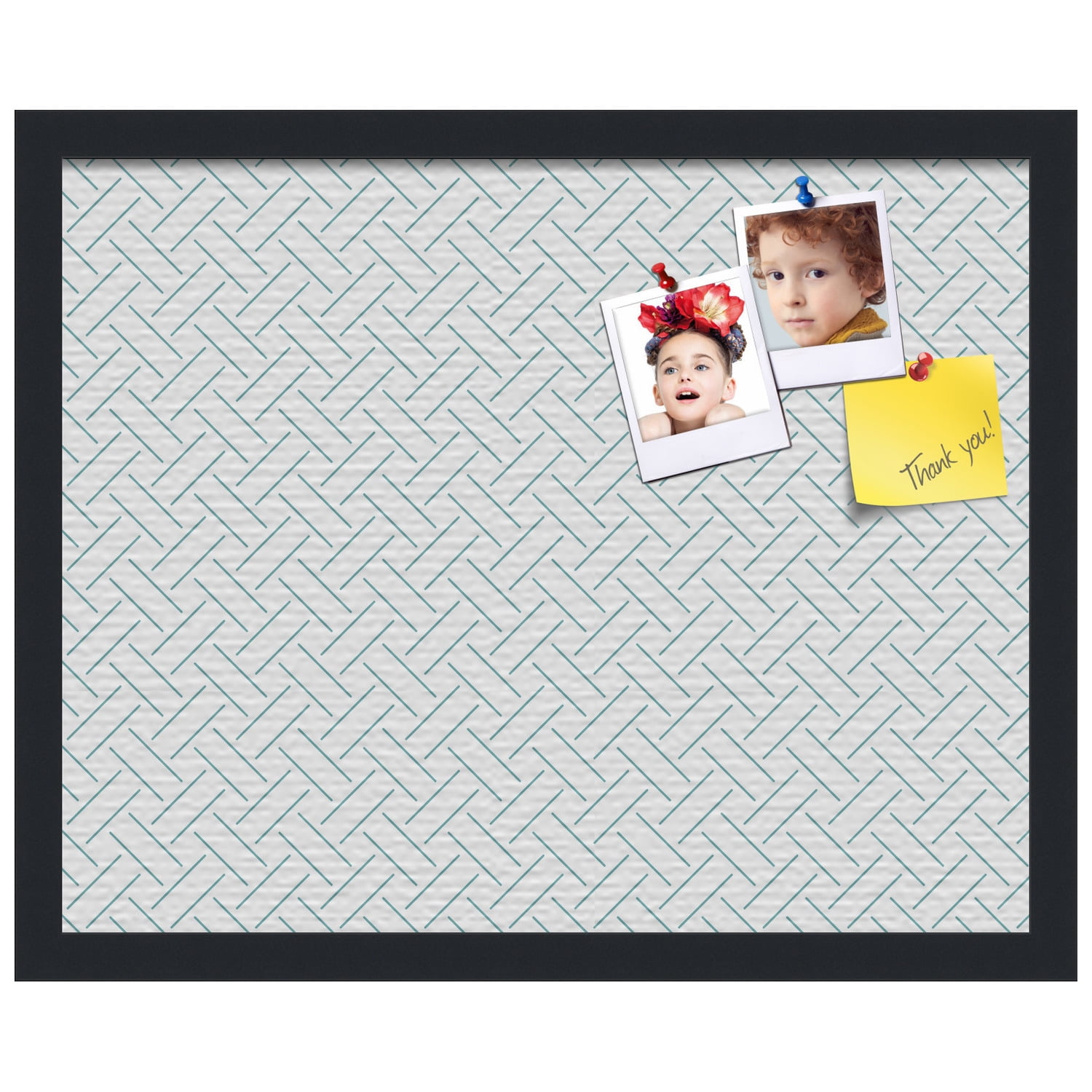 PinPix ArtToFrames 14x18 Custom Cork Bulletin Board Lattice White Aqua ...