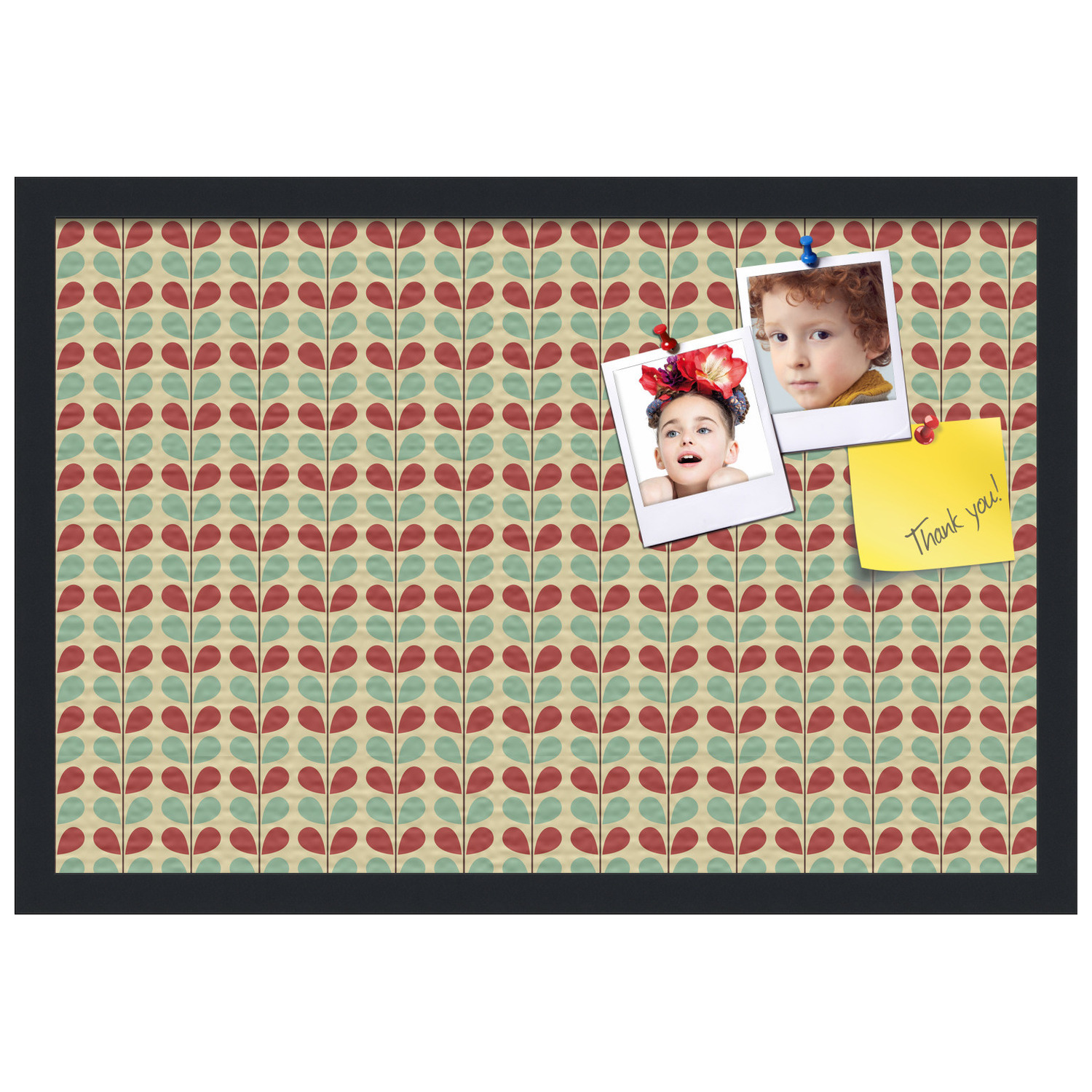 PinPix ArtToFrames 14x22 Custom Cork Bulletin Board Blue And Red Leaves ...