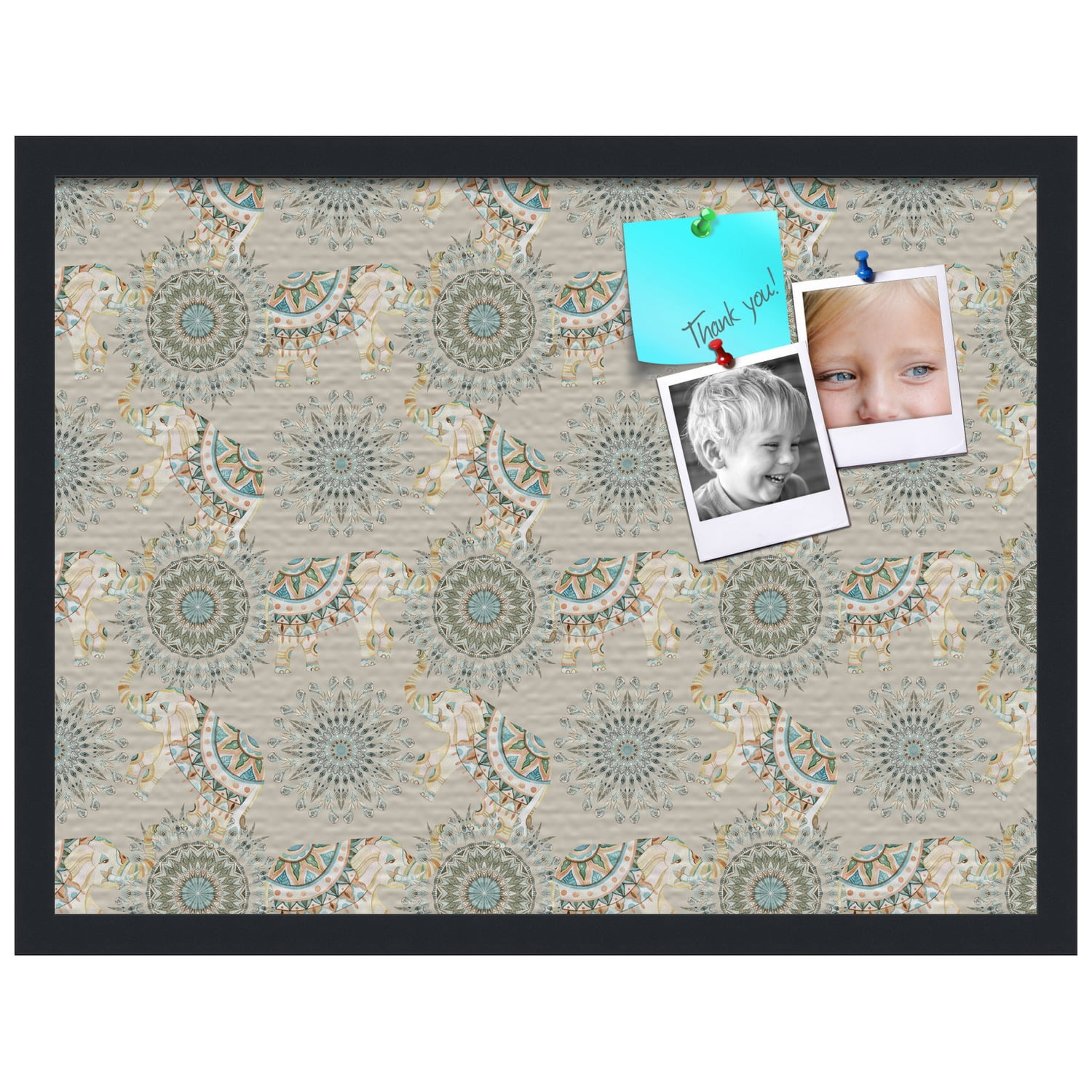 PinPix ArtToFrames 16x22 Custom Cork Bulletin Board Bohemian Elephants ...