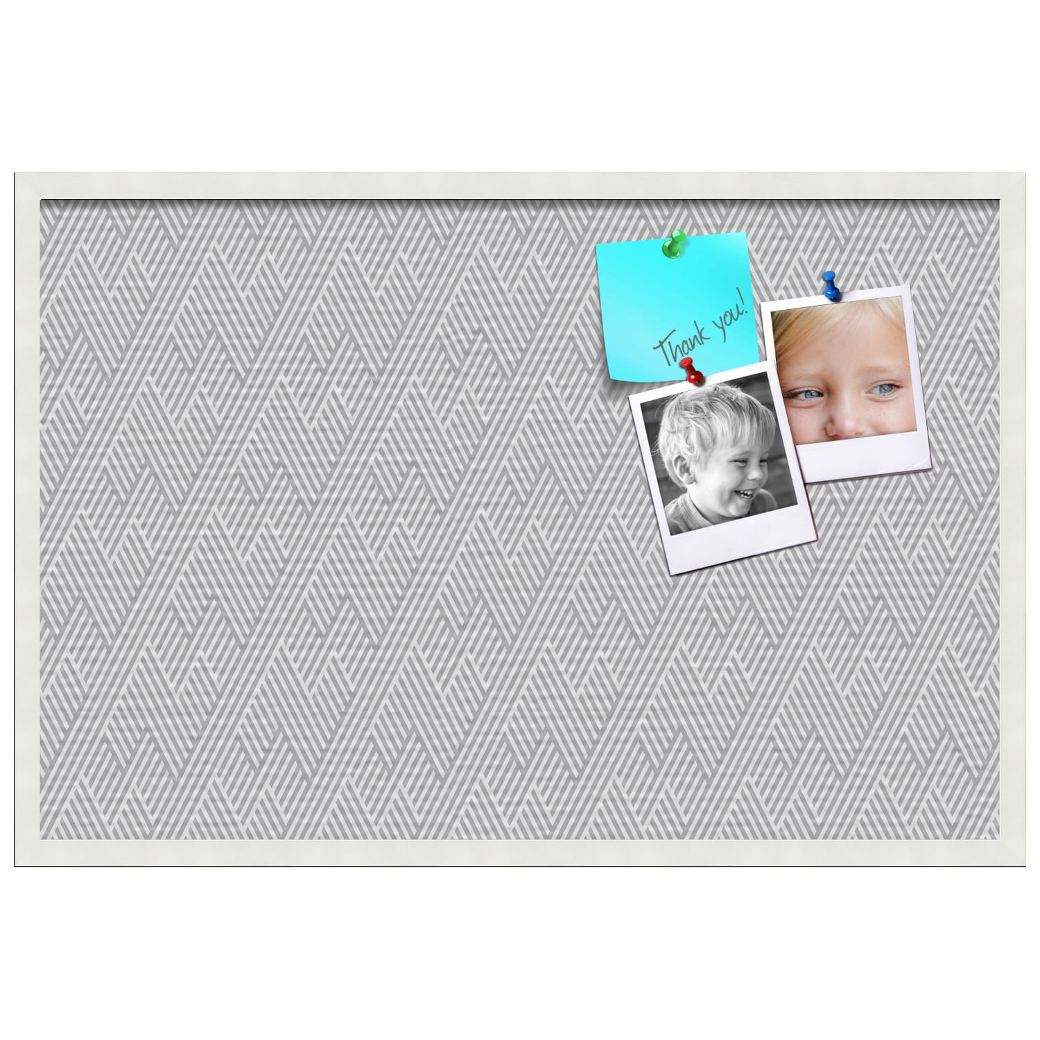 PinPix ArtToFrames 22x34 Custom Cork Bulletin Board Modeco Zig Zag Grey ...