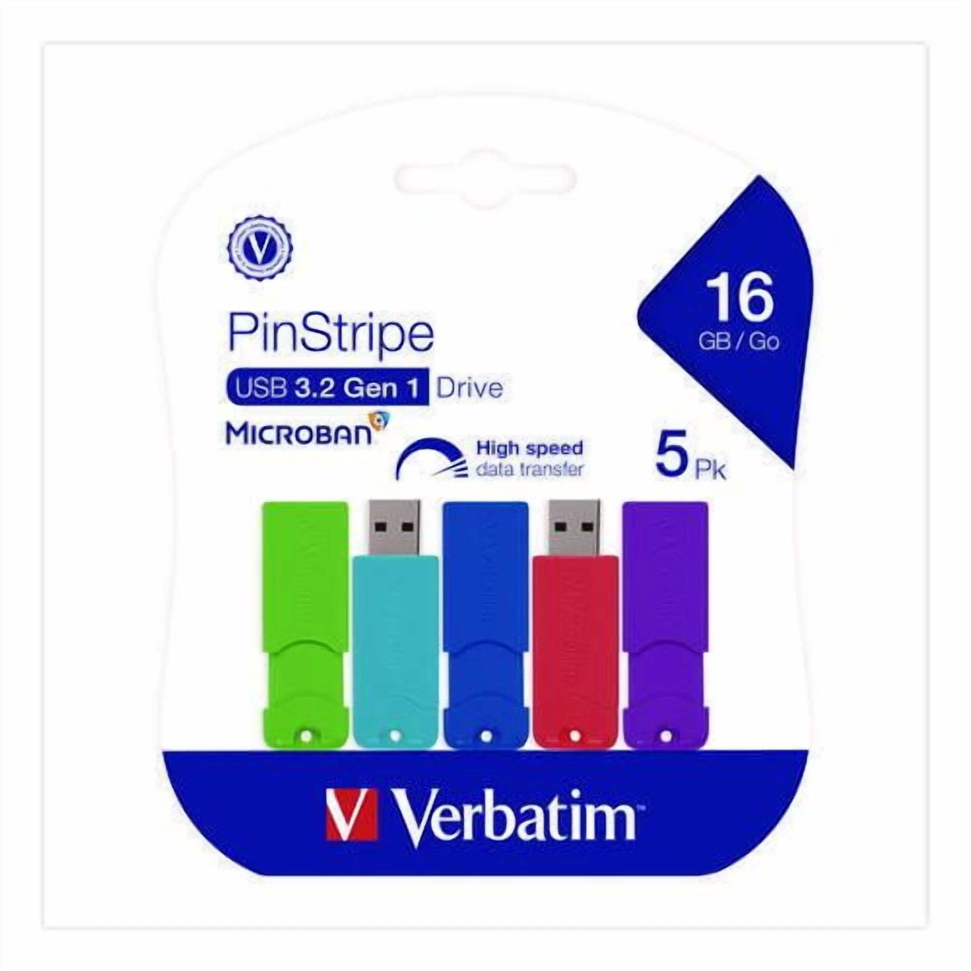 PinStripe USB 3.0 Flash Drive, 16 GB, Assorted Colors, 5/Pack | Bundle ...