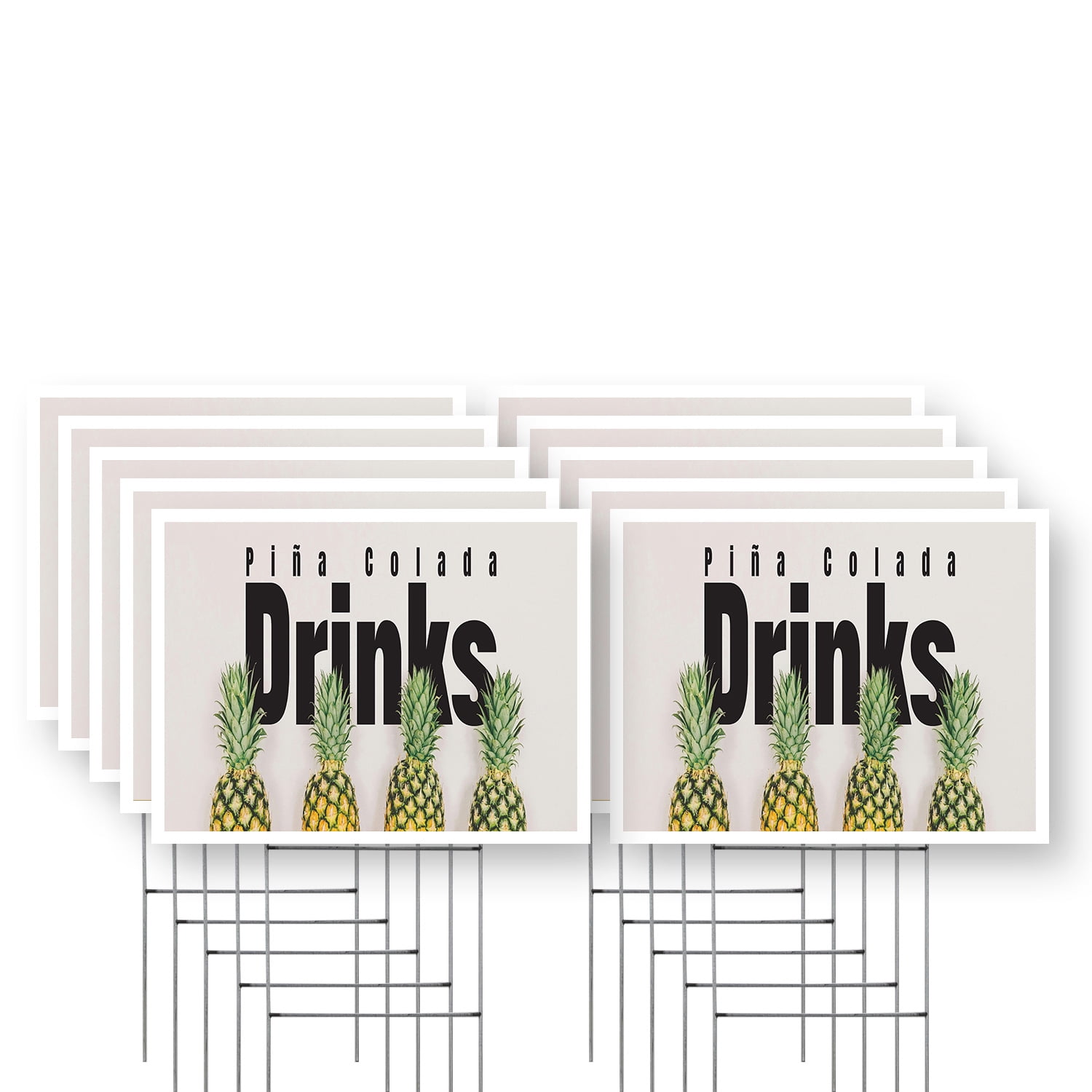 Pina Colada Drinks Yard Sign 10 Pack of 12 Inch x 16 Inch Single Sided ...