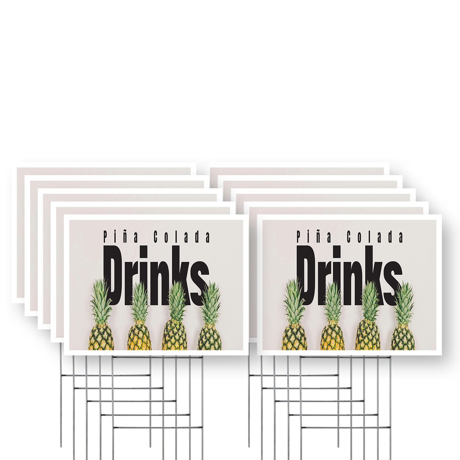 Pina Colada Drinks Yard Sign 10 Pack of 18 Inch x 24 Inch Double Sided ...
