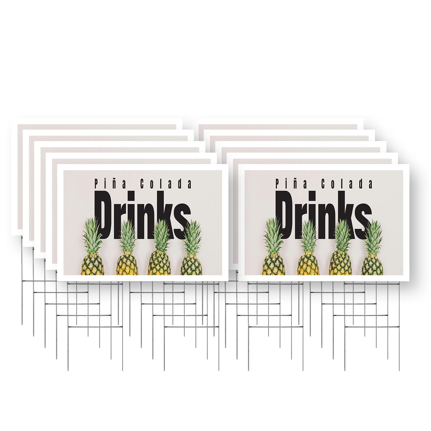 Pina Colada Drinks Yard Sign 10 Pack of 24 Inch x 36 Inch Single Sided ...
