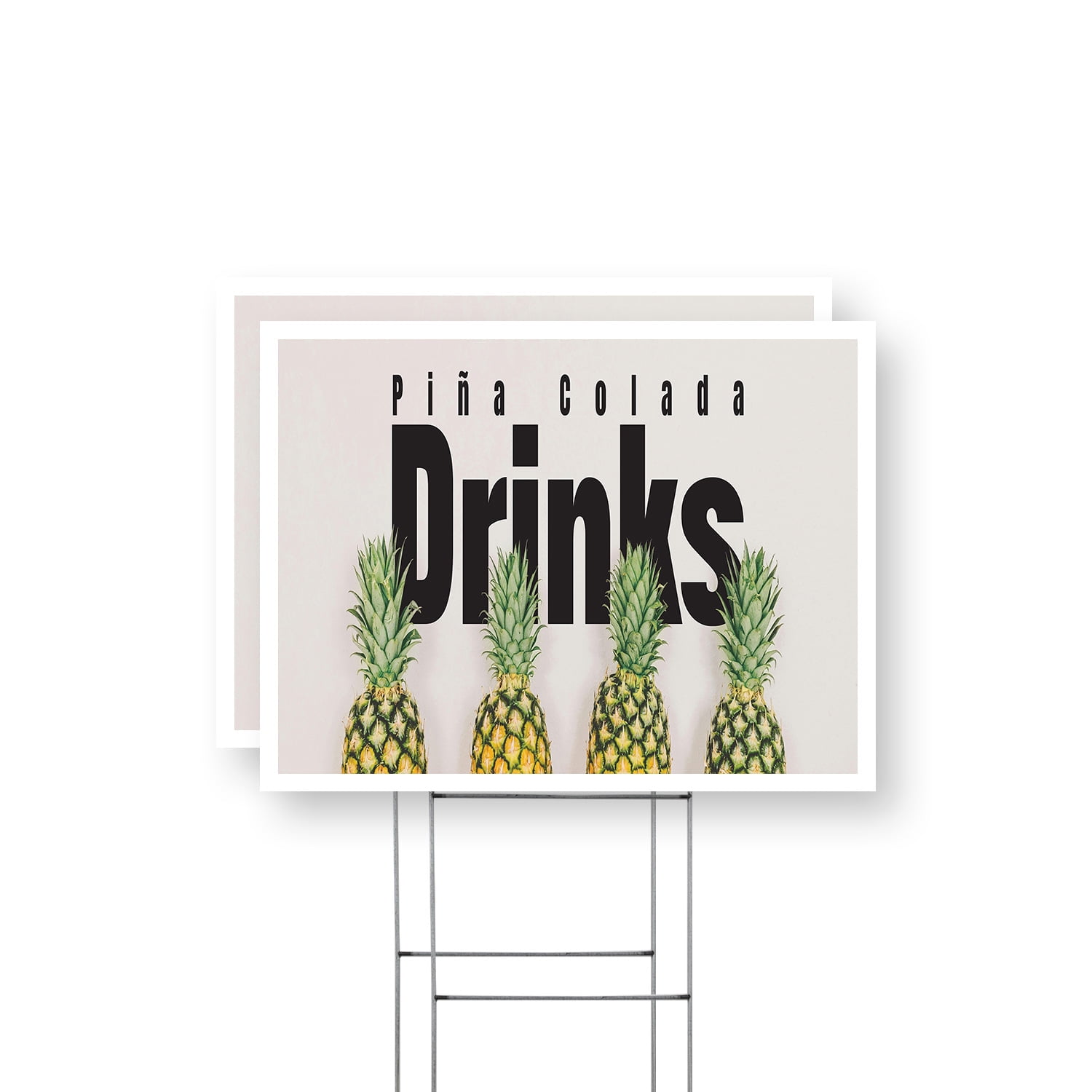 Pina Colada Drinks Yard Sign 2 Pack of 12 Inch x 16 Inch Double Sided ...