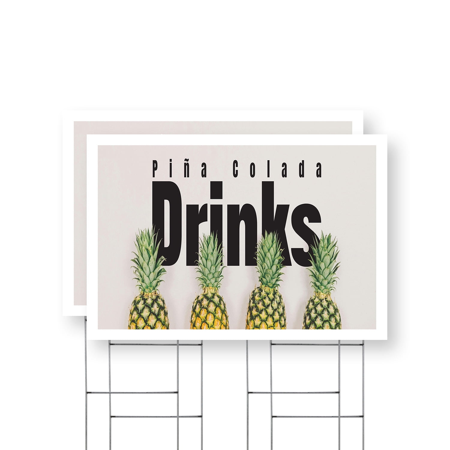 Pina Colada Drinks Yard Sign 2 Pack of 24 Inch x 36 Inch Double Sided ...