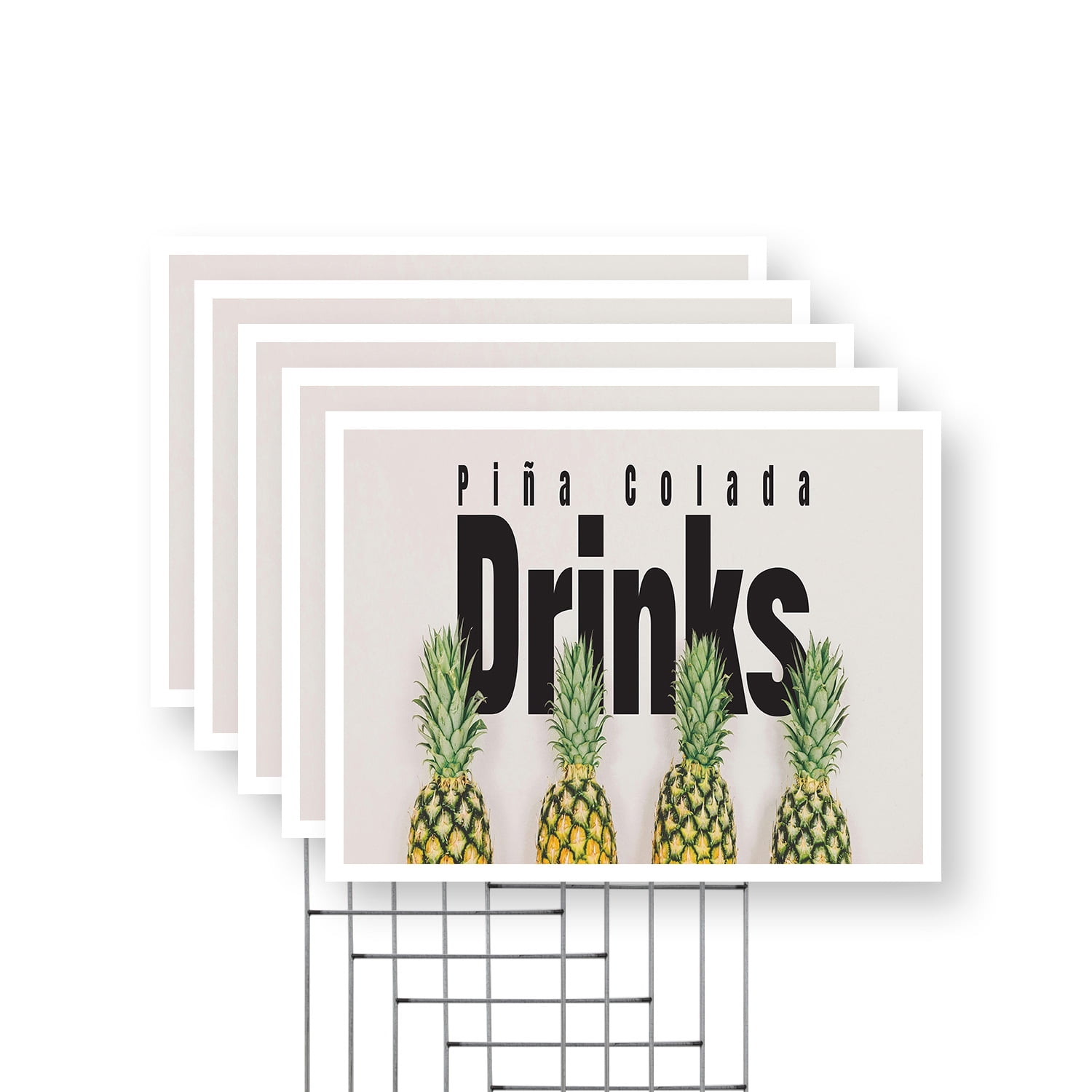 Pina Colada Drinks Yard Sign 5 Pack of 12 Inch x 16 Inch Single Sided ...