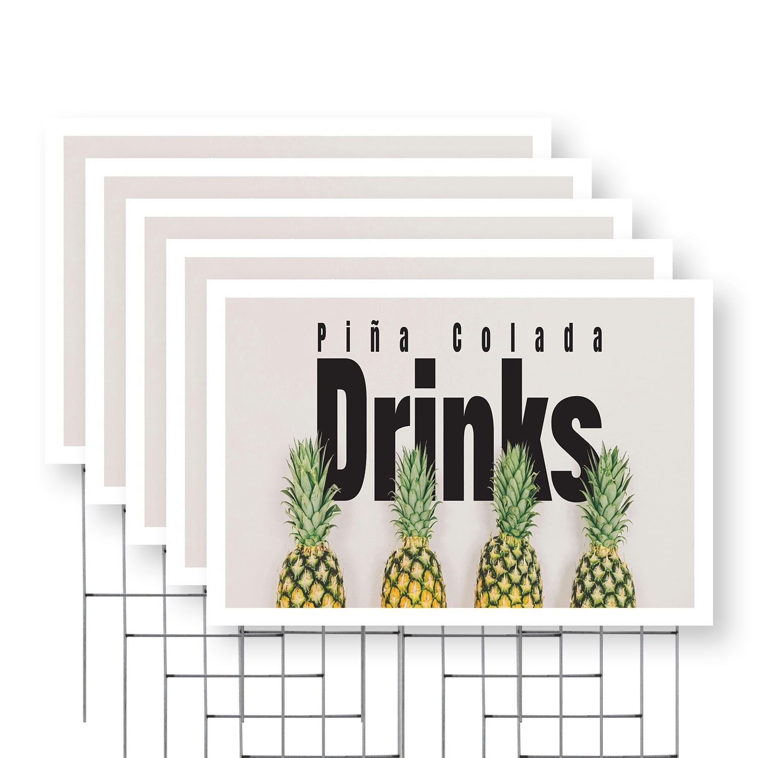 Pina Colada Drinks Yard Sign 5 Pack of 24 Inch x 36 Inch Double Sided ...