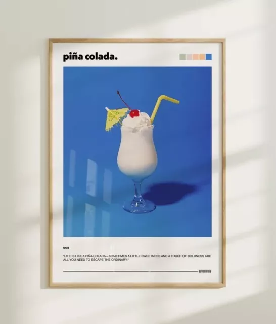 Pina Colada Exhibition Poster, Tropical Cocktail Art Print NO FRAMED ...