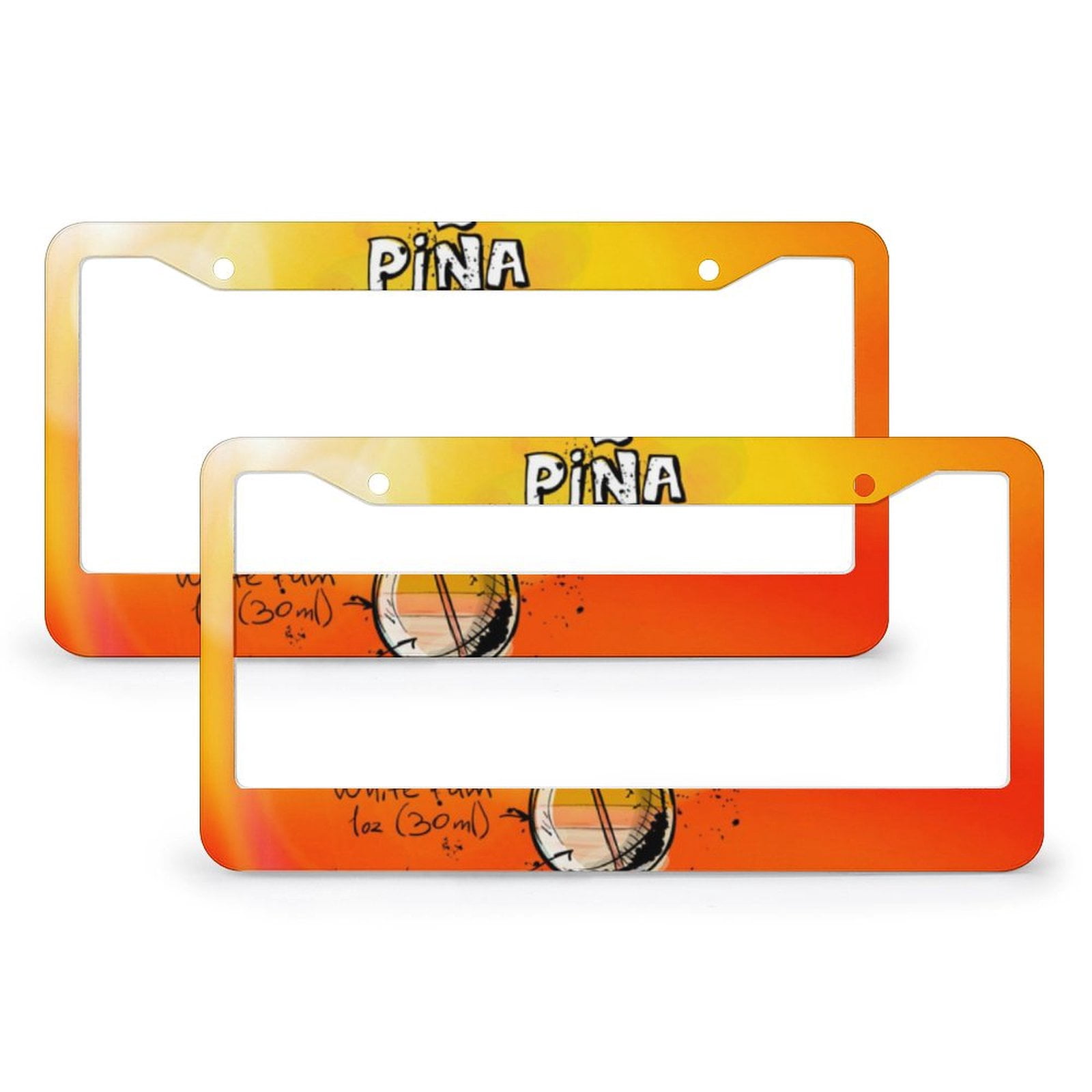 Pina Colada License Plate Frame 2 Pcs Set Ice Tea Cocktail Ingredients ...