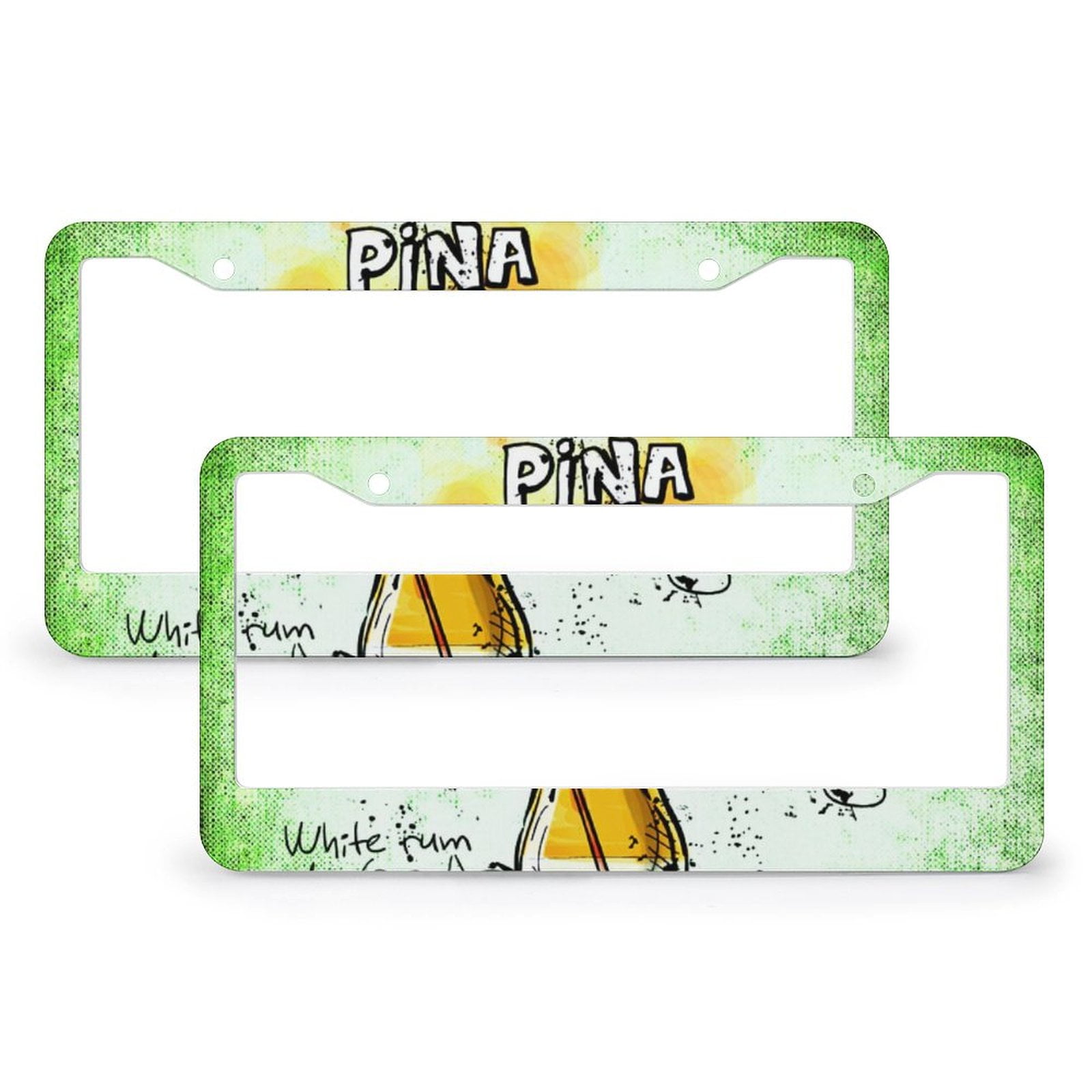 Pina Colada License Plate Frames 2 Pcs Set Vintage Cocktail Recipes ...