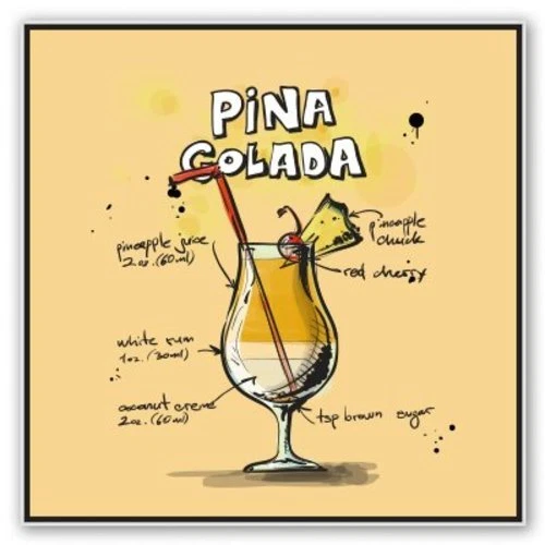 Pina Colada Mixology Car Sticker Phone Decal Water Bottle Stickers Car ...