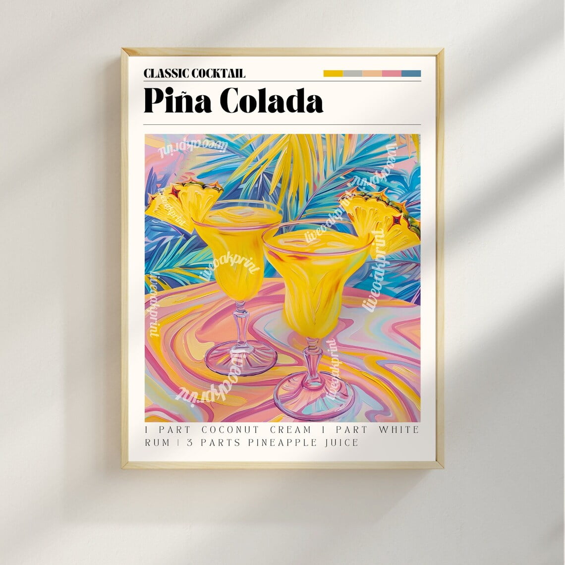 Pina Colada Print - Pina Colada Wall Art - Bar Cart - Classic Cocktail ...