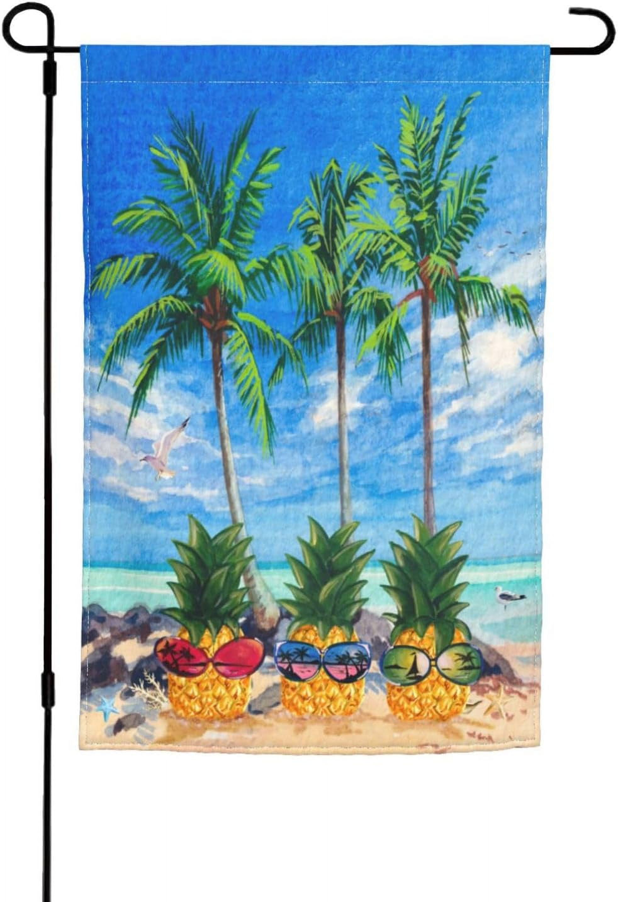 Pinapple Graden Flag Outdoor Spring Summer Palm Tree Decor Yard Garden ...