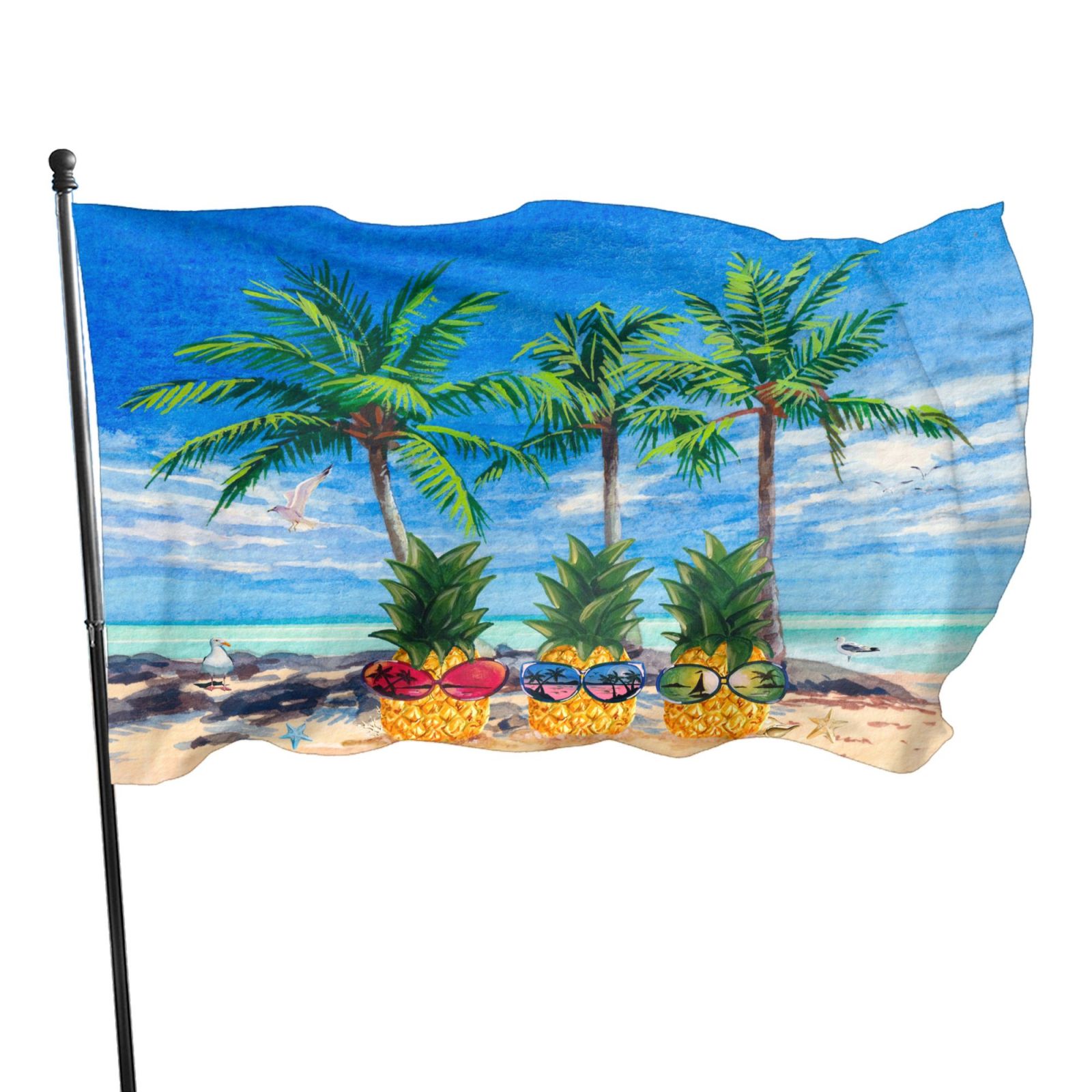 Pinapple Palm Trees Flag 3x5 Ft Breeze Rainbow Color Hippie Flag ...