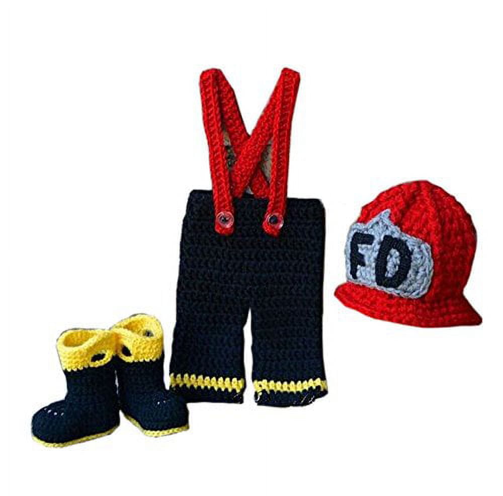 Pinbo Newborn Boys Photography Prop Crochet Firefighter Fireman Hat ...