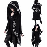 Pincandy Black Punk Gothic Hoodie Women Long Sleeve Zip Up Hoodie Moon ...
