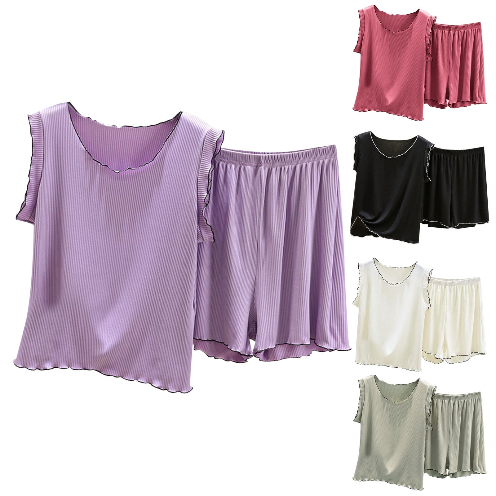 Pincandy Women's Plus Size Solid Color Camisole Pajama Top with Built ...