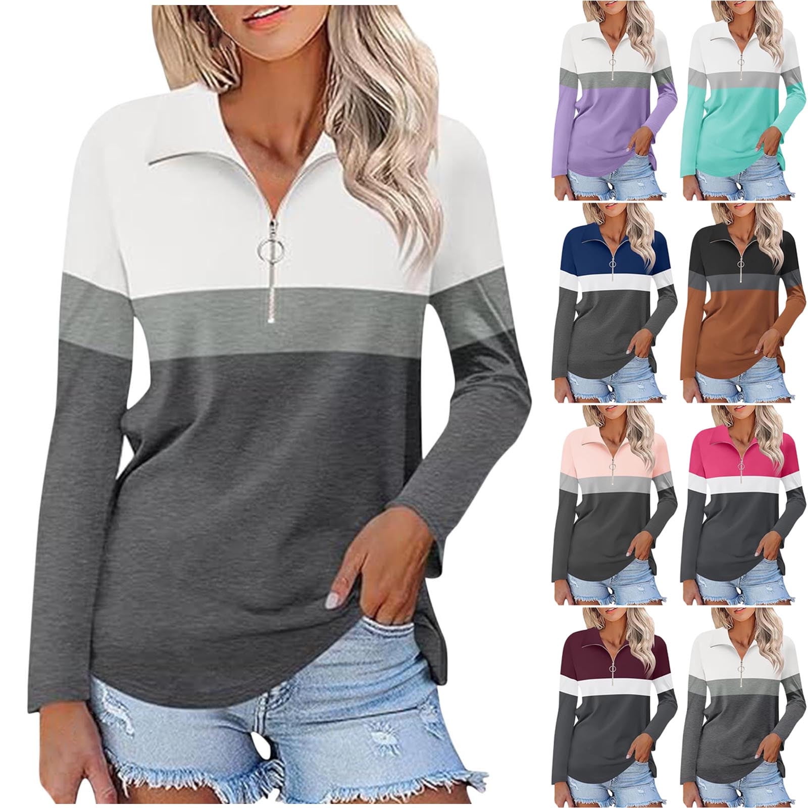 Pincandy Women's Summer Striped Pullover Tops 2025 Trendy Color Block ...