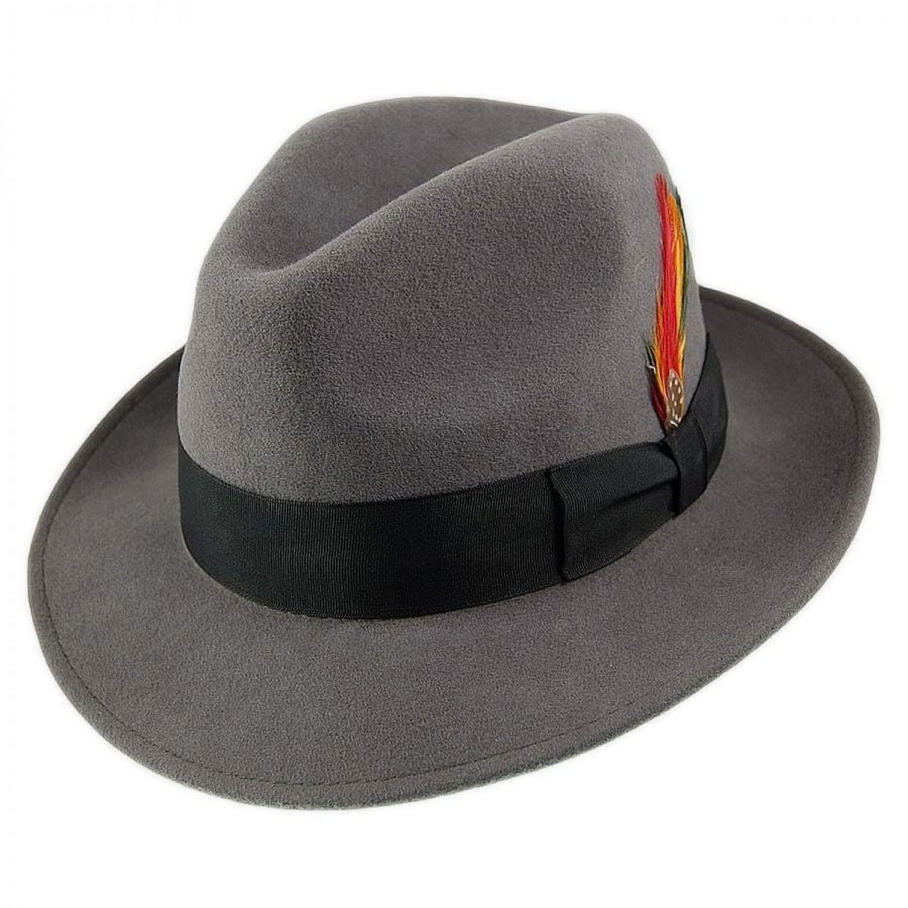 Pinch Crown Crushable Wool Felt Fedora Hat - XXL - Gray - Walmart.com