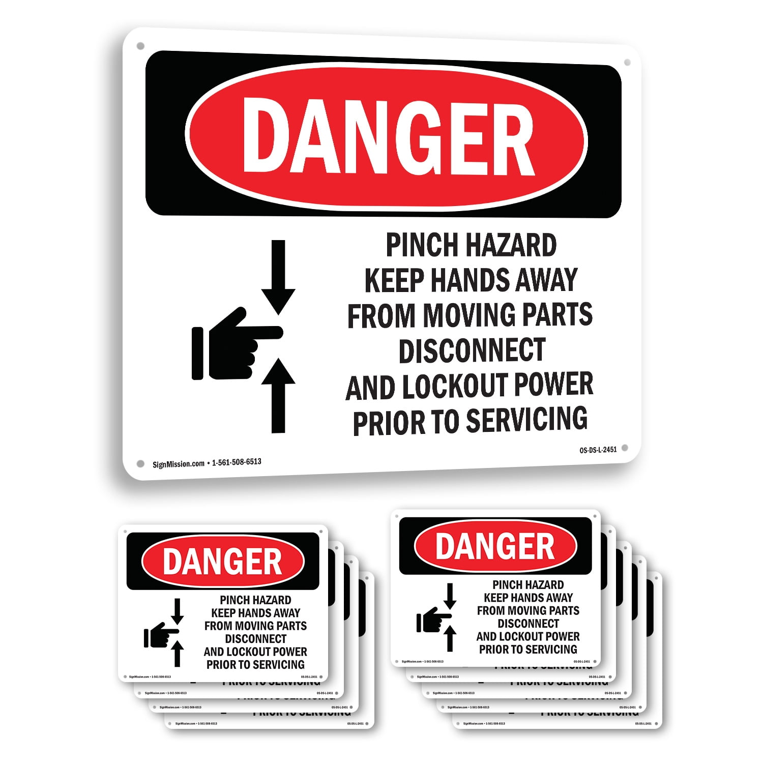 Pinch Hazard Keep Hands Away OSHA Danger Rigid Plastic Sign 10 Inch x 7 ...