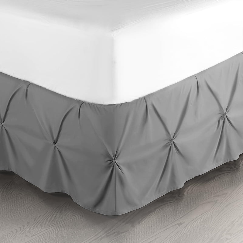 Pinch Pleated Bed Skirt, 14" Inch Drop Bedskirt, Hotel Luxury Double ...